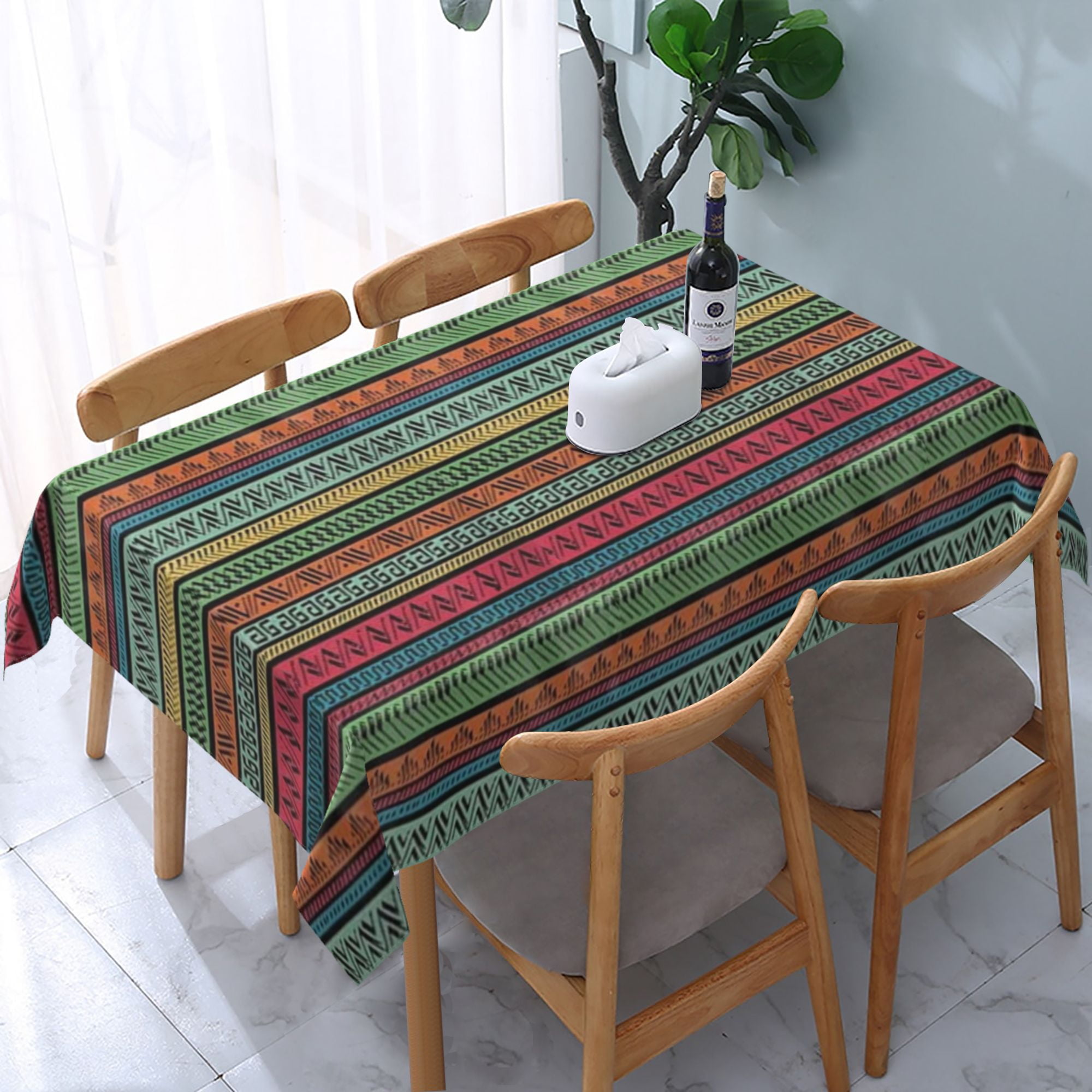 Tablecloth Artistic Hand Drawn Vertical Borders Colorful Native Ethnic ...