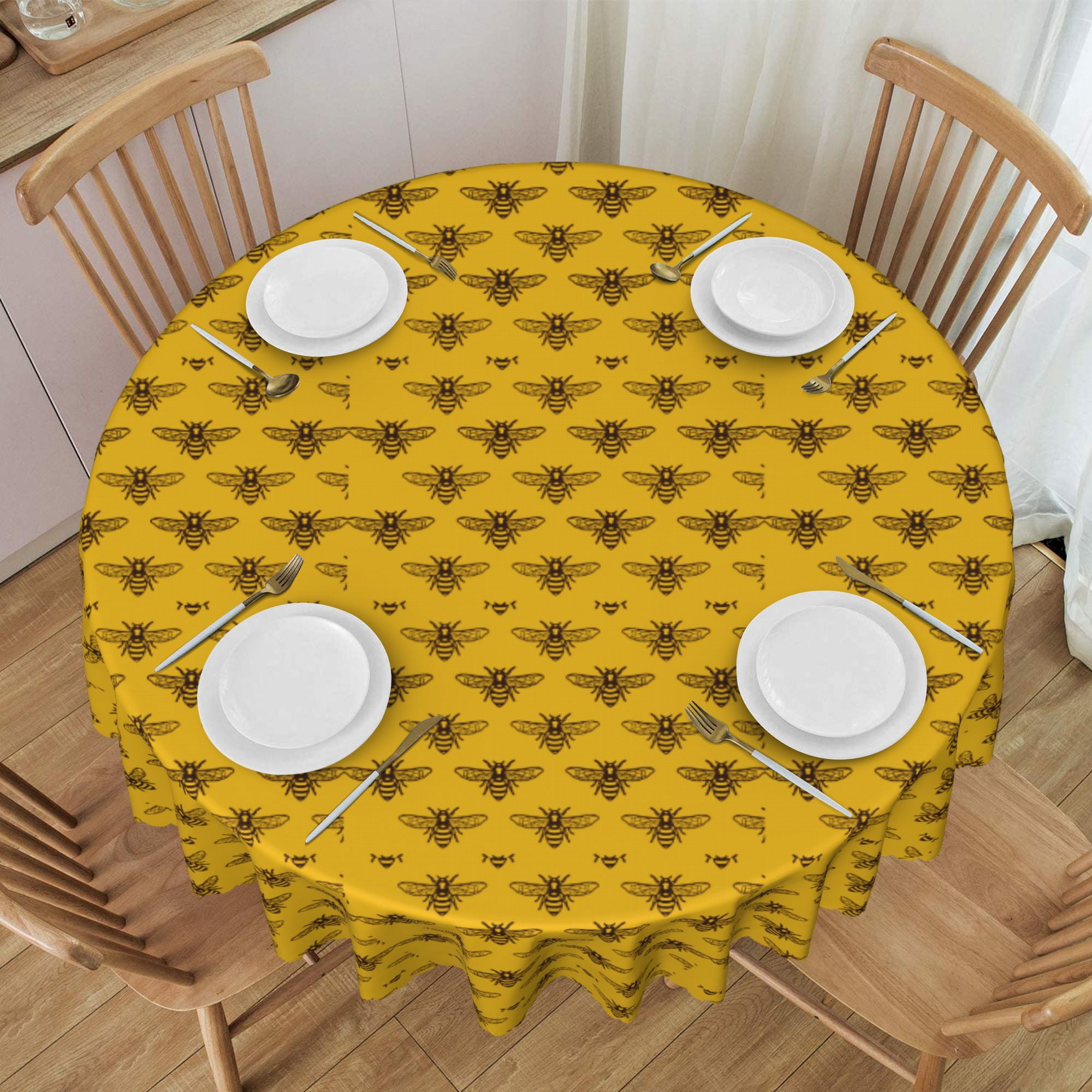 Tablecloth Bee Organic Honey Table Cloth For Circular Tables Waterproof ...
