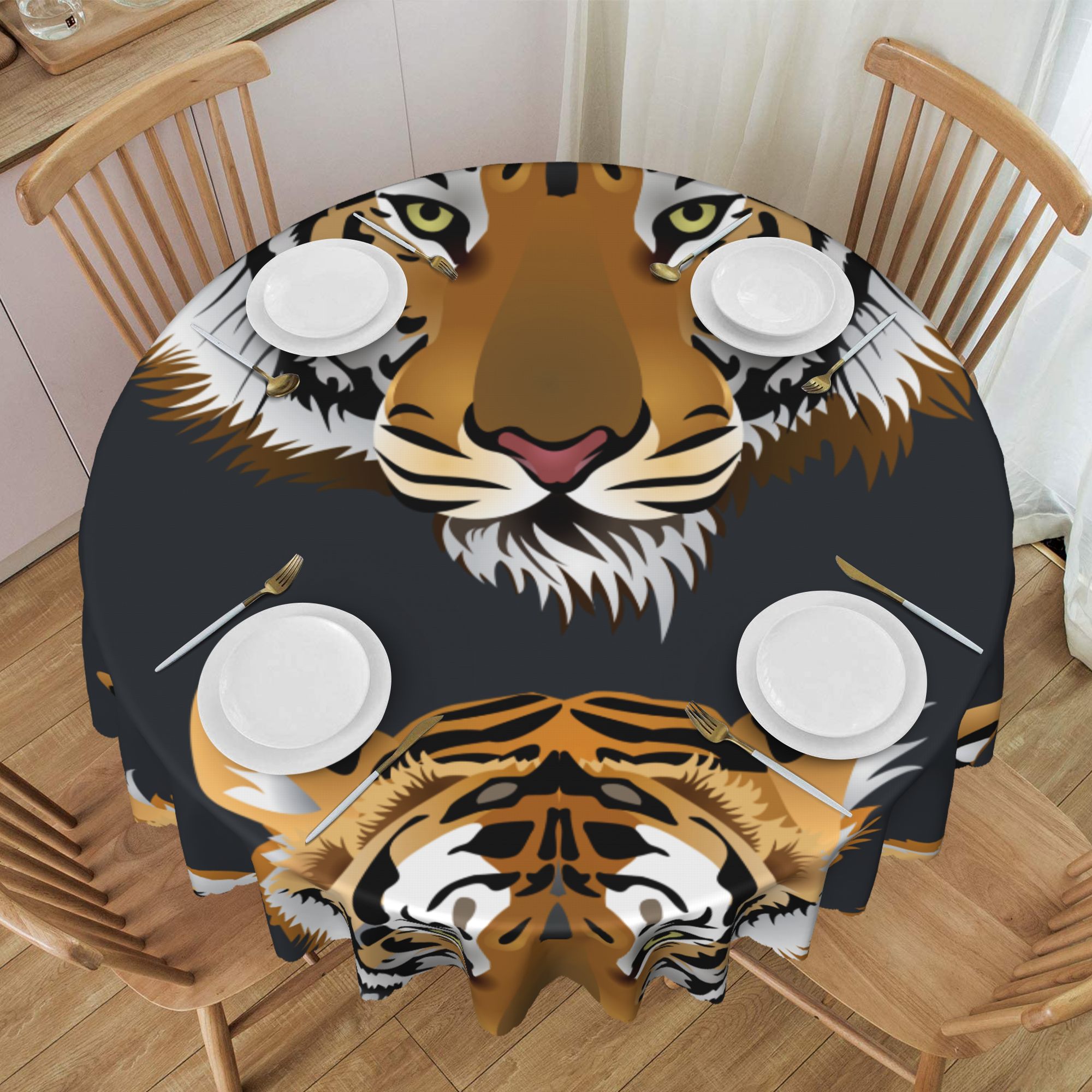 Tablecloth Bengal Tiger Head Pattern Table Cloth For Circular Tables ...