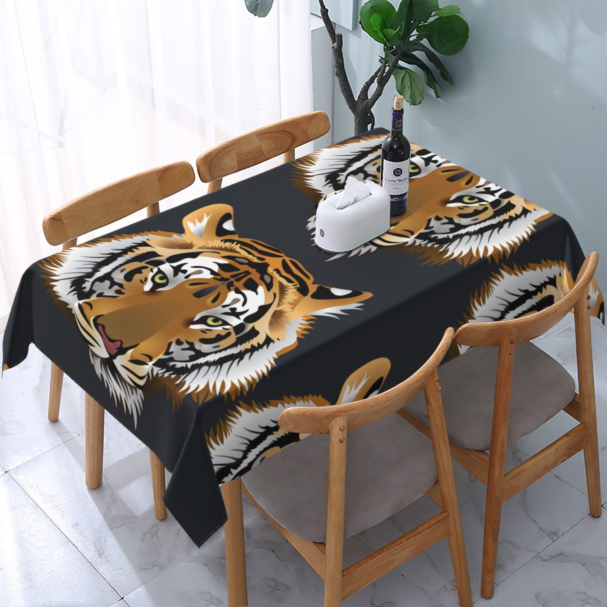 Tablecloth Bengal Tiger Head Pattern Table Cloth For Rectangle Tables ...