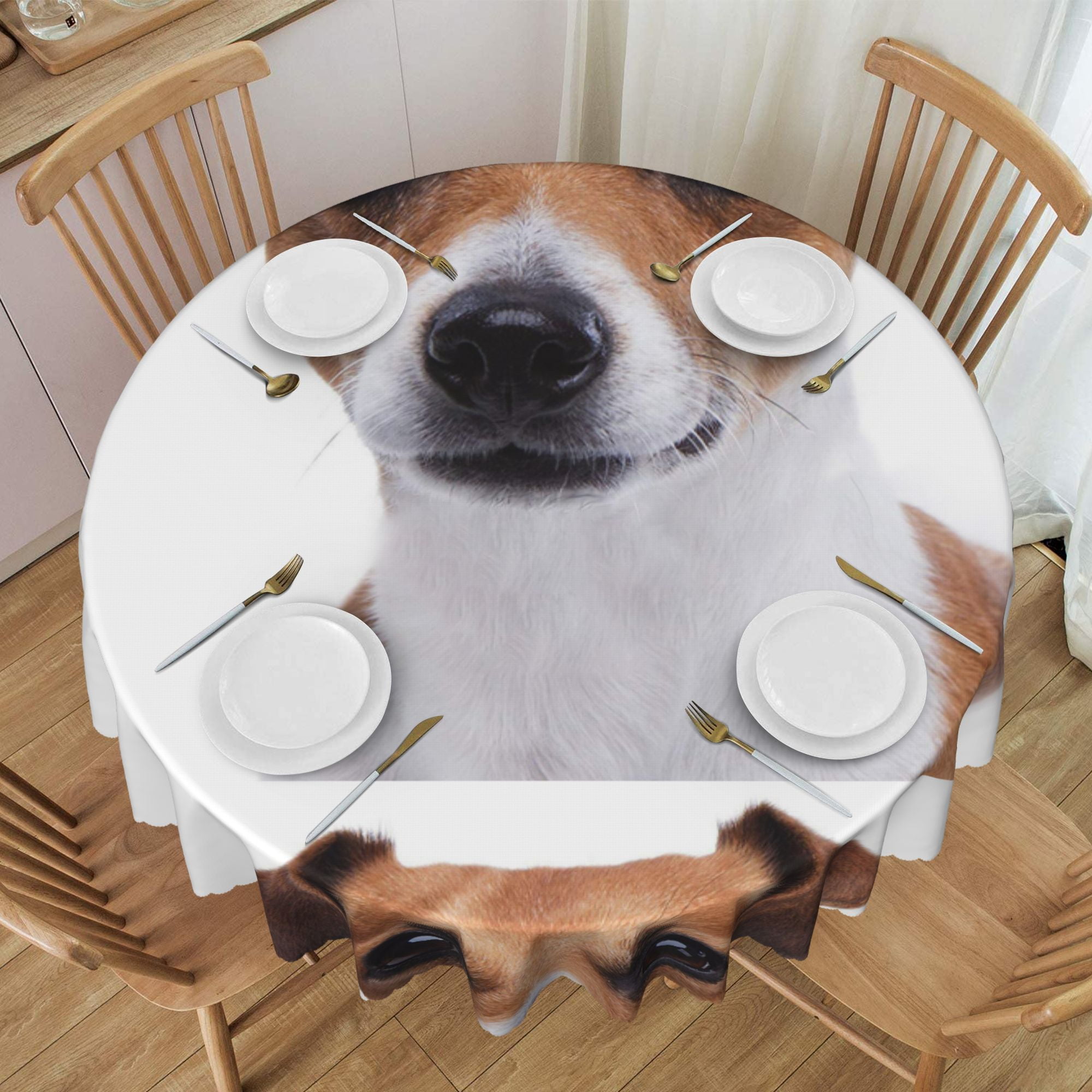 Tablecloth Beware Of Jack Russell Dog Signs Table Cloth For Circular ...