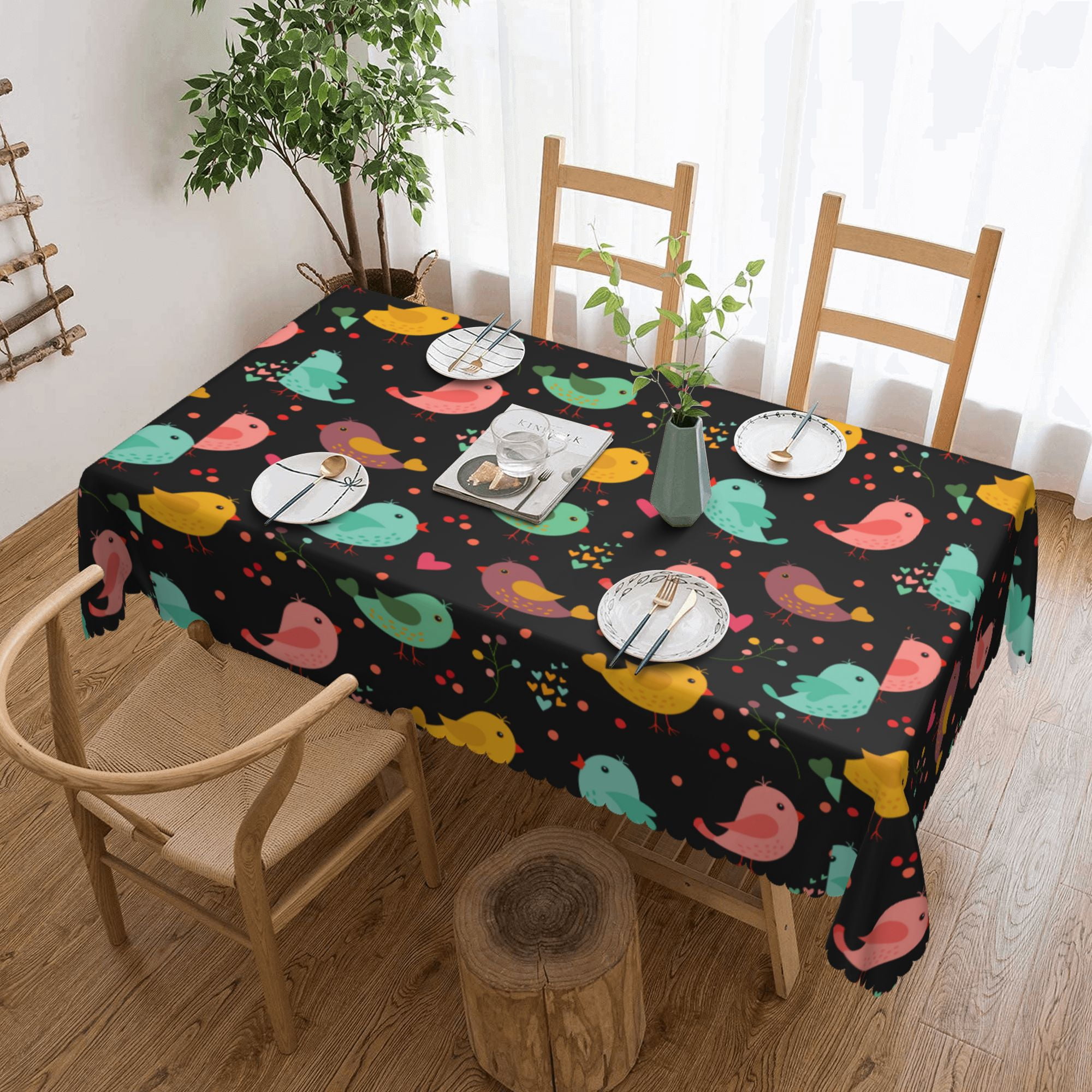 Tablecloth Birds Cute Pattern Background Table Cloth For Rectangle ...