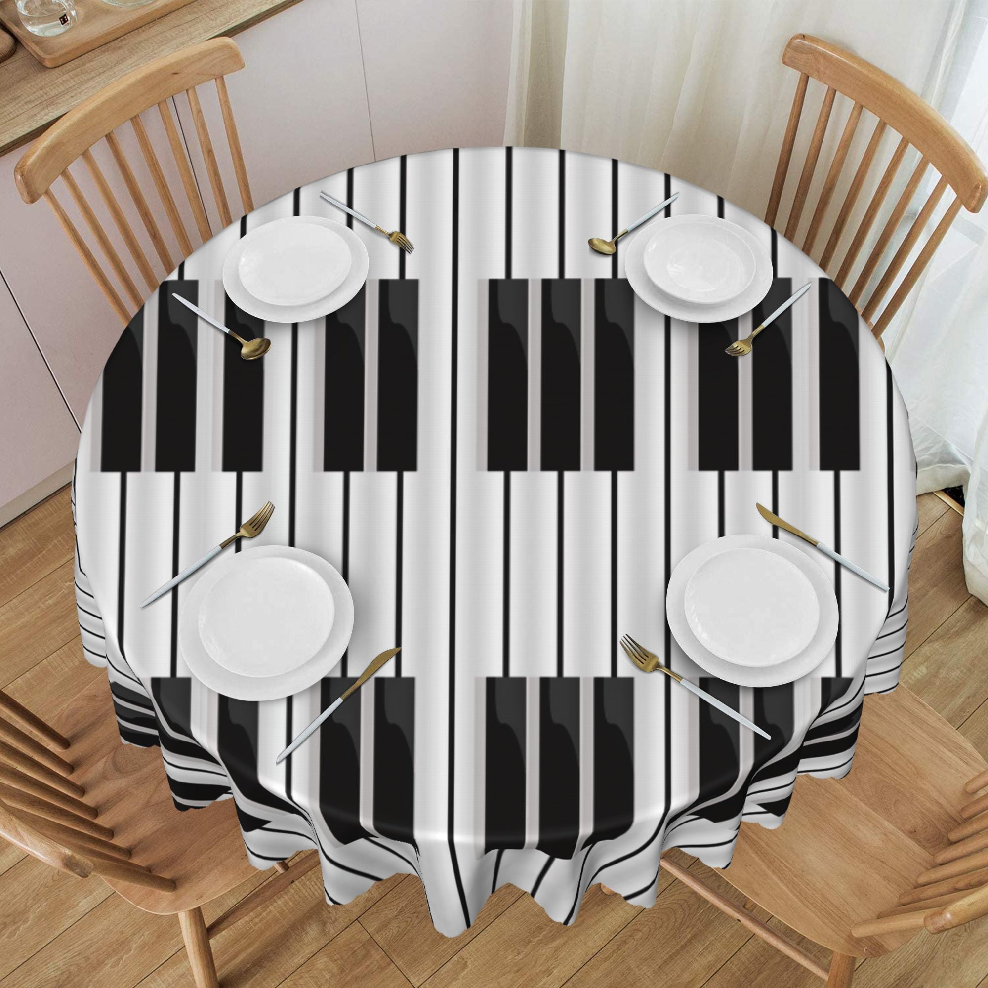 Tablecloth Black And White Inspired Stripes Piano Keys Table Cloth For ...