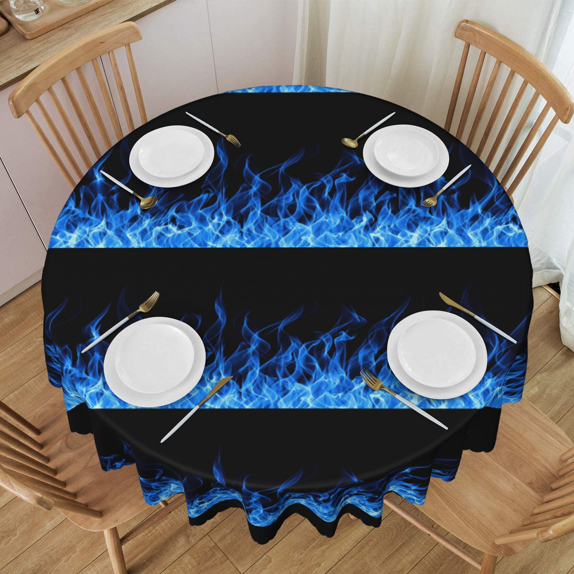 Tablecloth Blue Fire Table Cloth For Circular Tables Waterproof ...