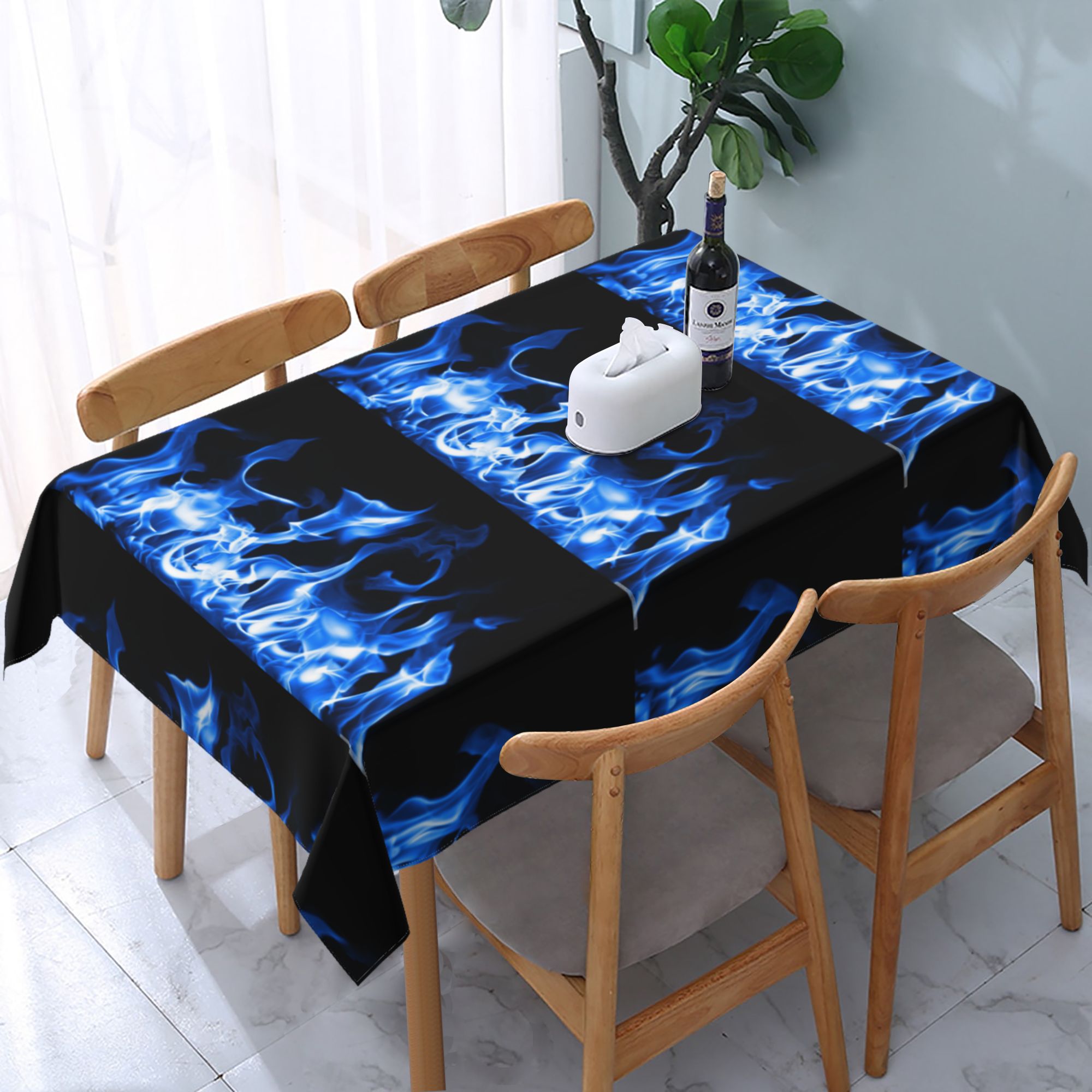 Tablecloth Blue Fire Table Cloth For Rectangle Tables Waterproof ...