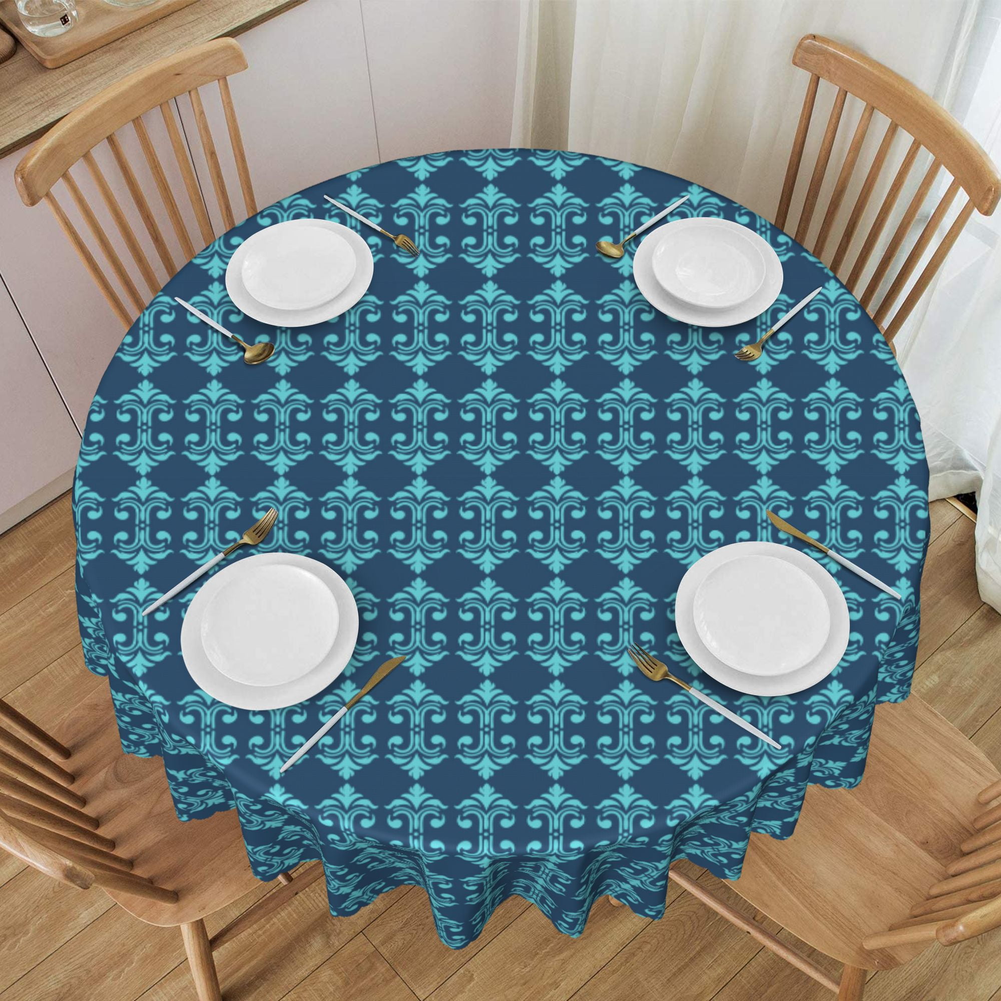 Tablecloth Blue Flower Pattern Background Table Cloth For Circular ...