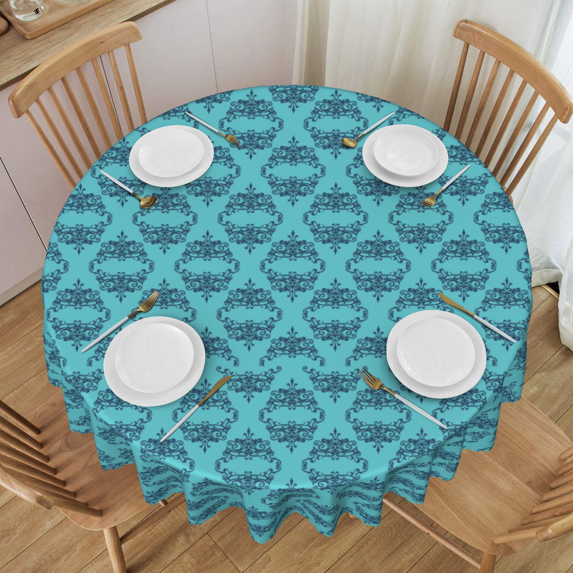 Tablecloth Blue Flower Pattern Background Table Cloth For Circular ...