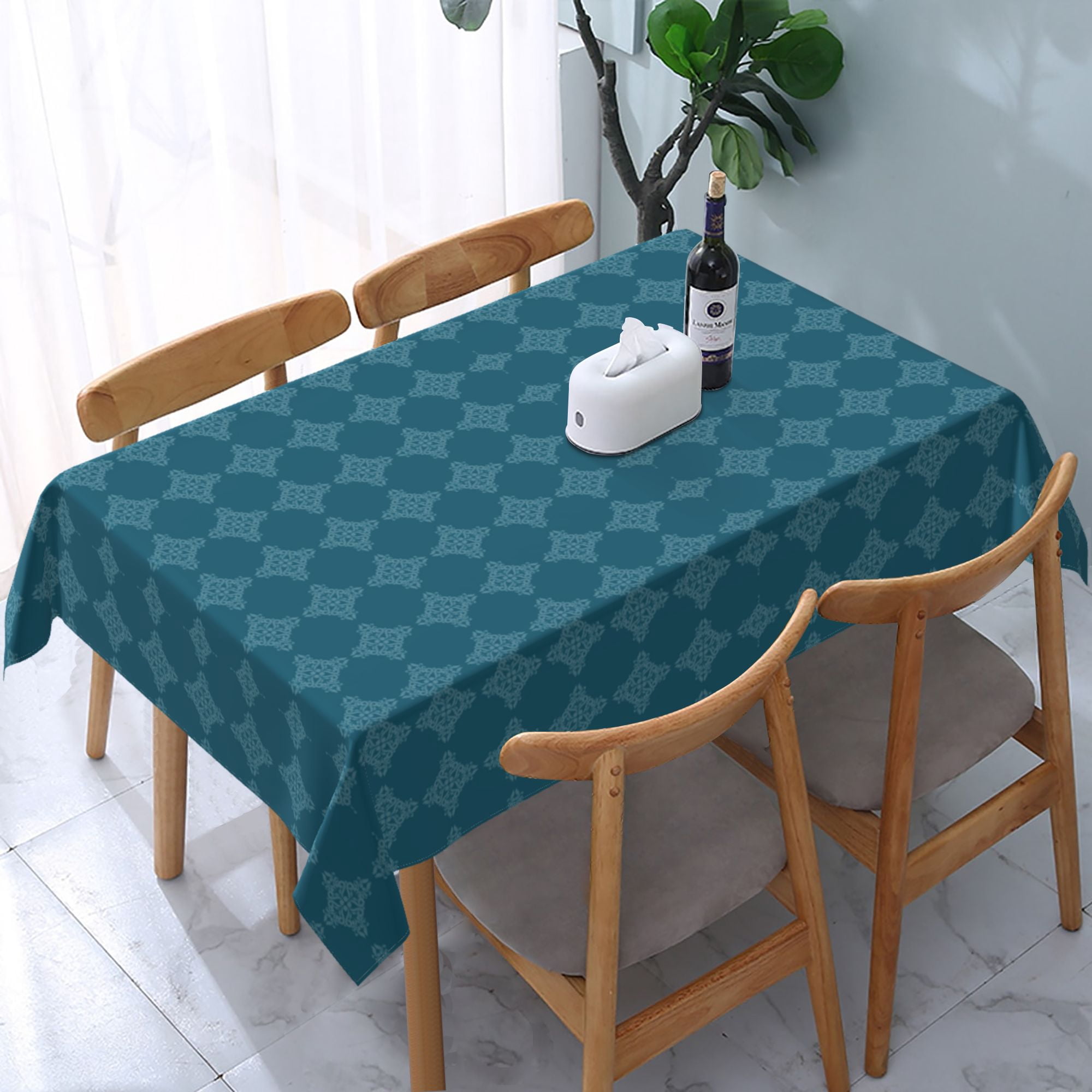 Tablecloth Blue Flower Pattern Background Table Cloth For Rectangle ...