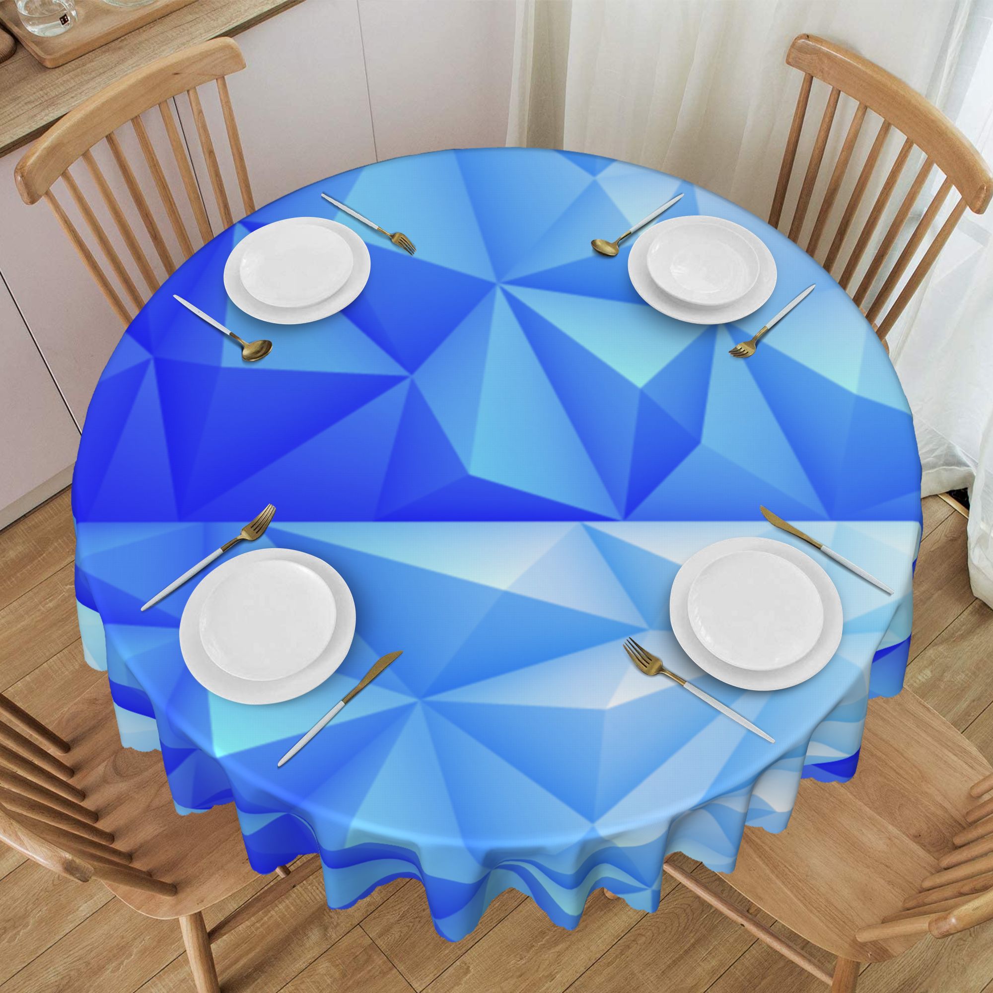 Tablecloth Blue Gradient Low Polygon Background Table Cloth For Circular Tables Waterproof ...