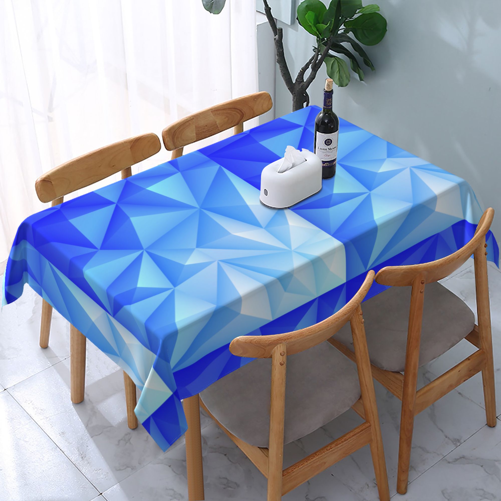 Tablecloth Blue Gradient Low Polygon Background Table Cloth For ...