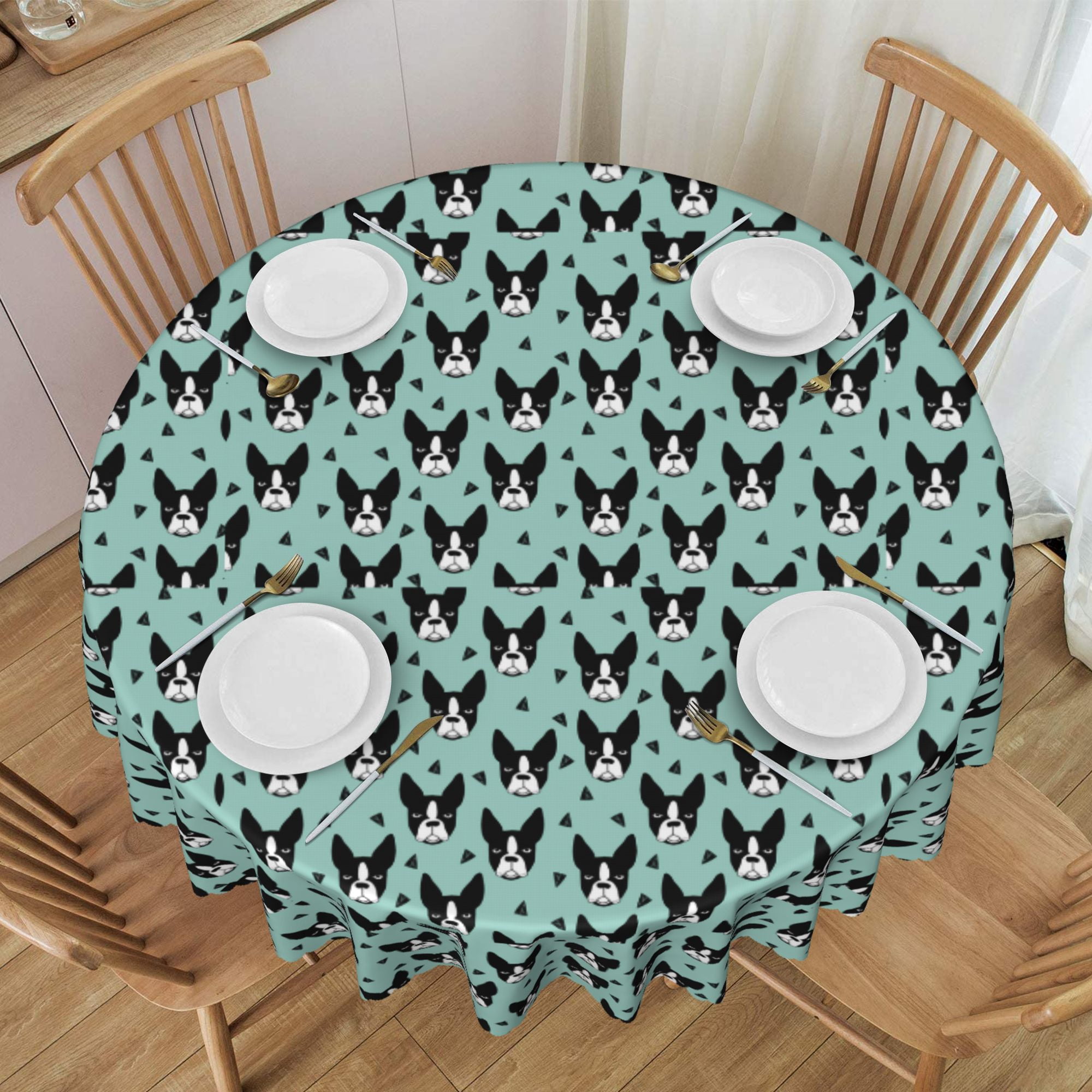 Tablecloth Boston Terriers Table Cloth For Circular Tables Waterproof ...