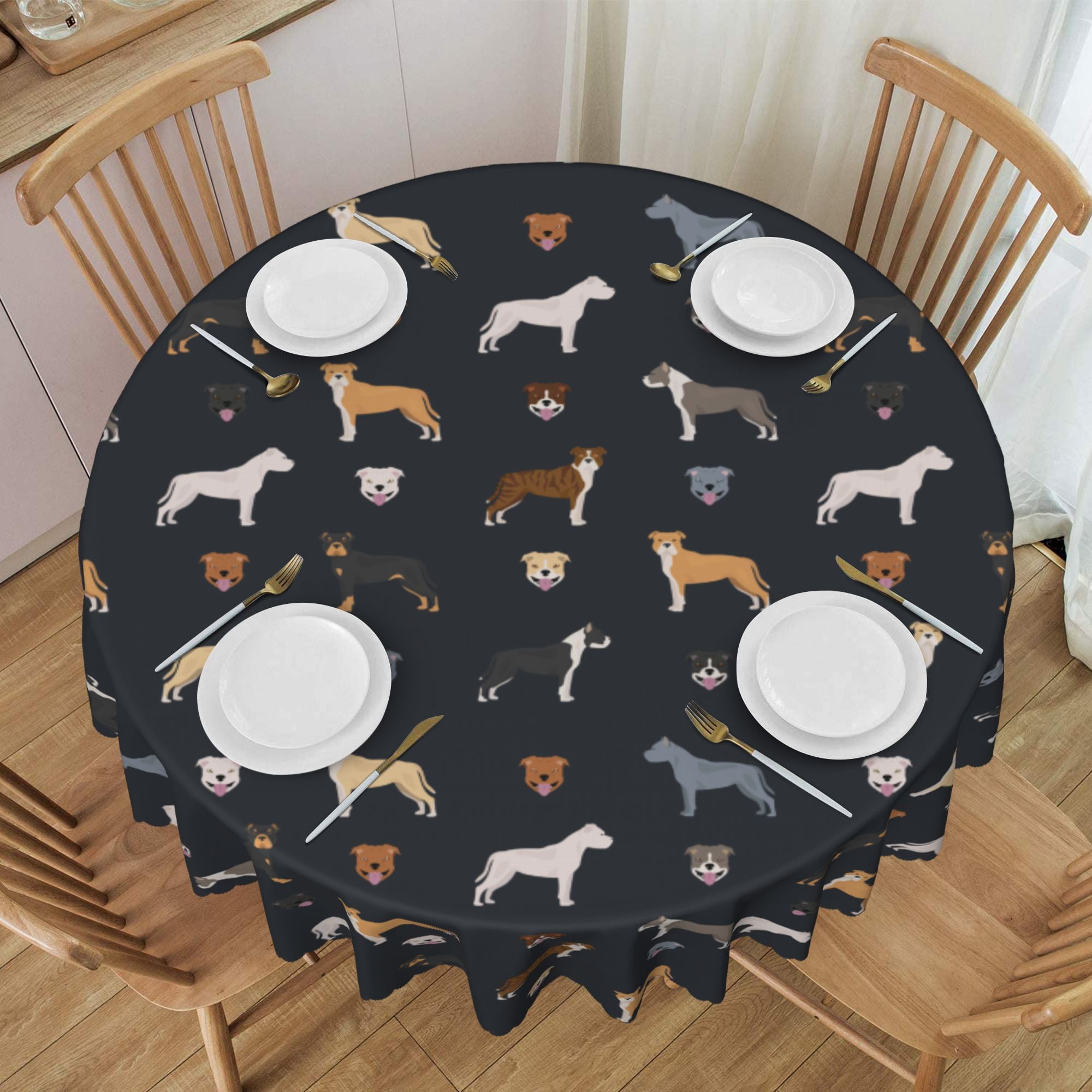 Tablecloth Bulldog Table Cloth For Circular Tables Waterproof Resistant ...
