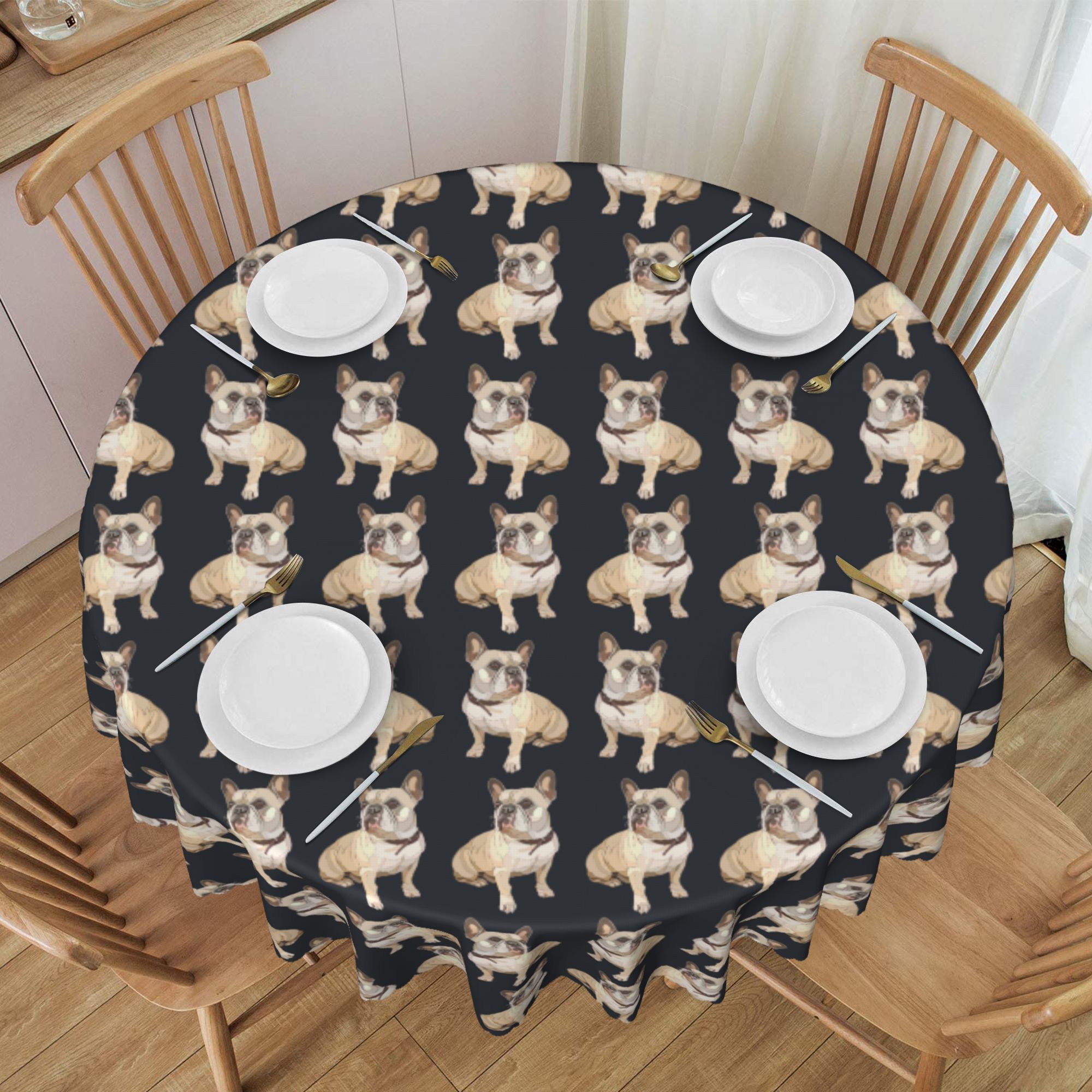 Tablecloth Bulldog Table Cloth For Circular Tables Waterproof Resistant ...
