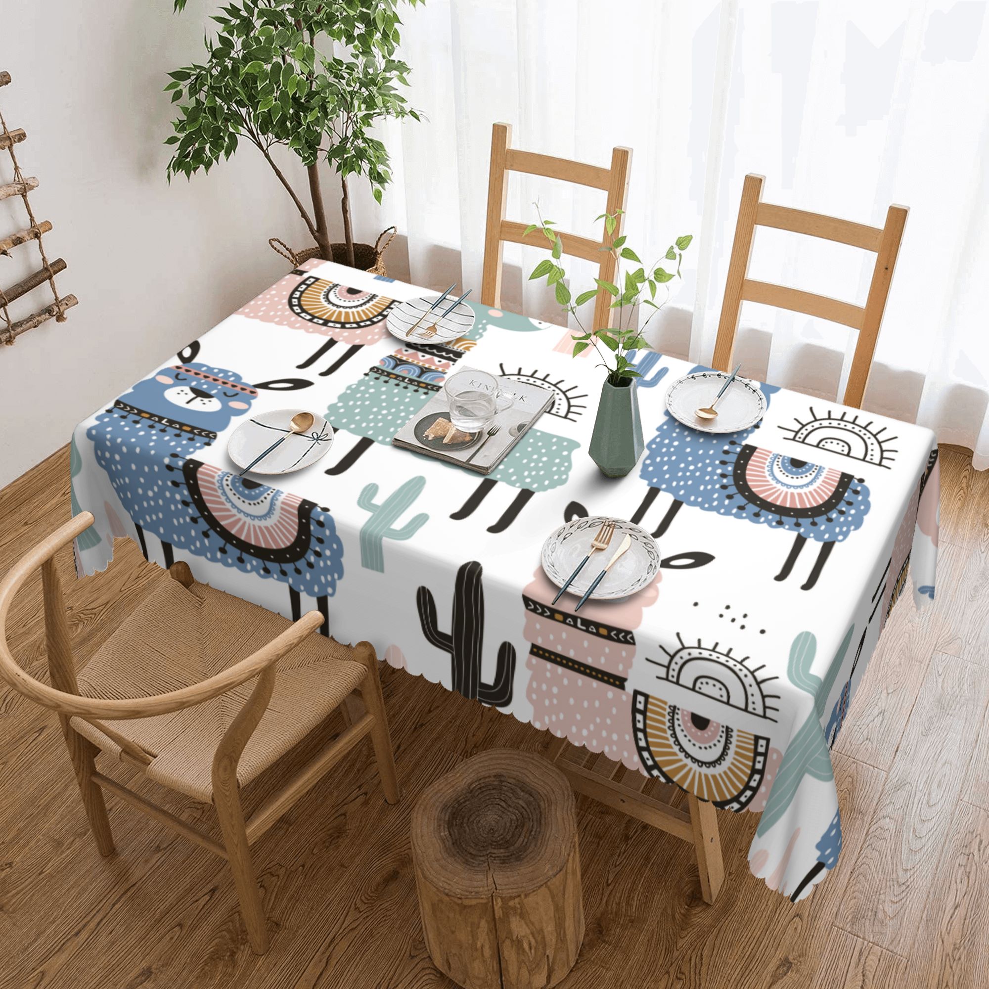 Tablecloth Cactus Alpaca Pattern Table Cloth For Rectangle Tables ...