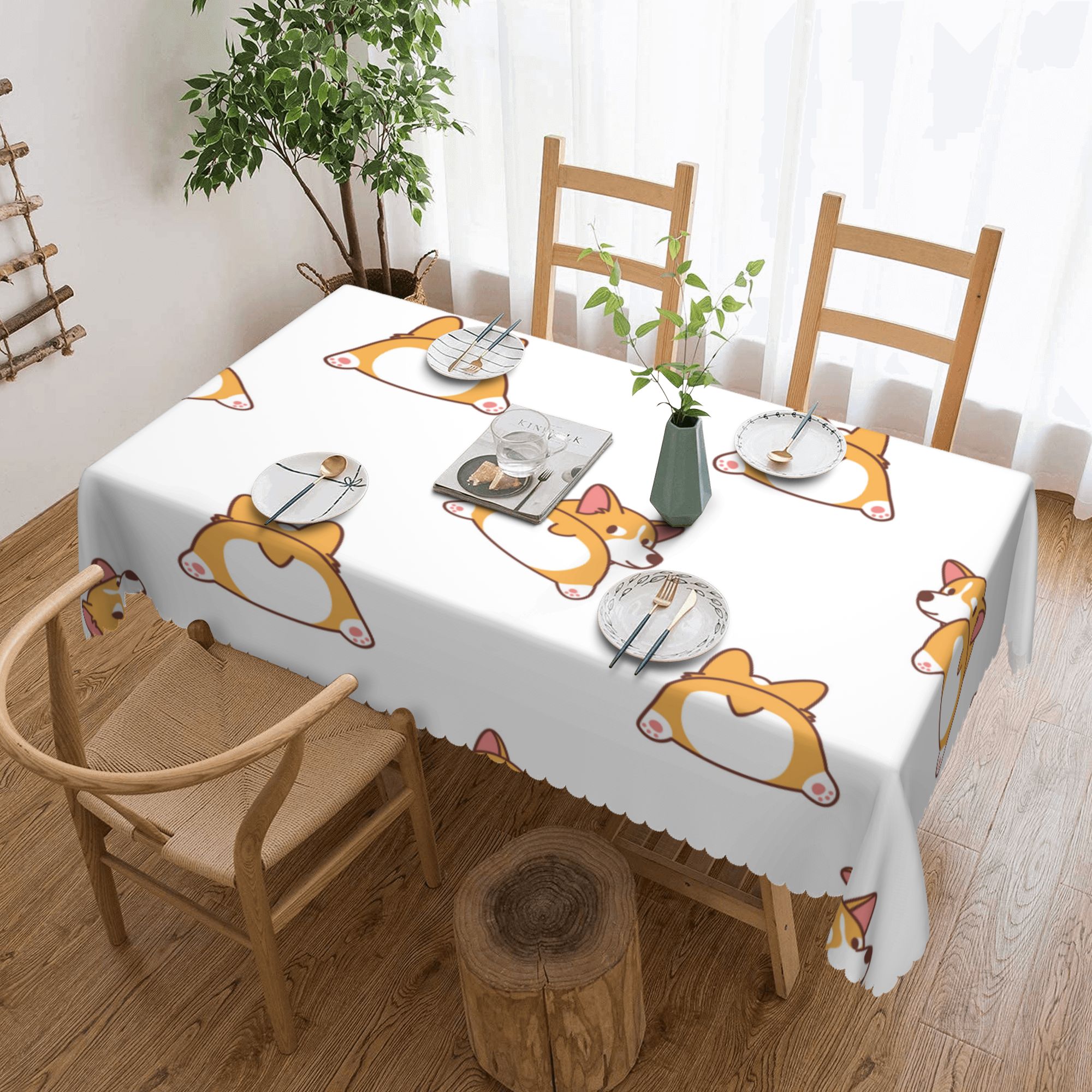 Tablecloth Cartoon Corgi Table Cloth For Rectangle Tables Waterproof ...