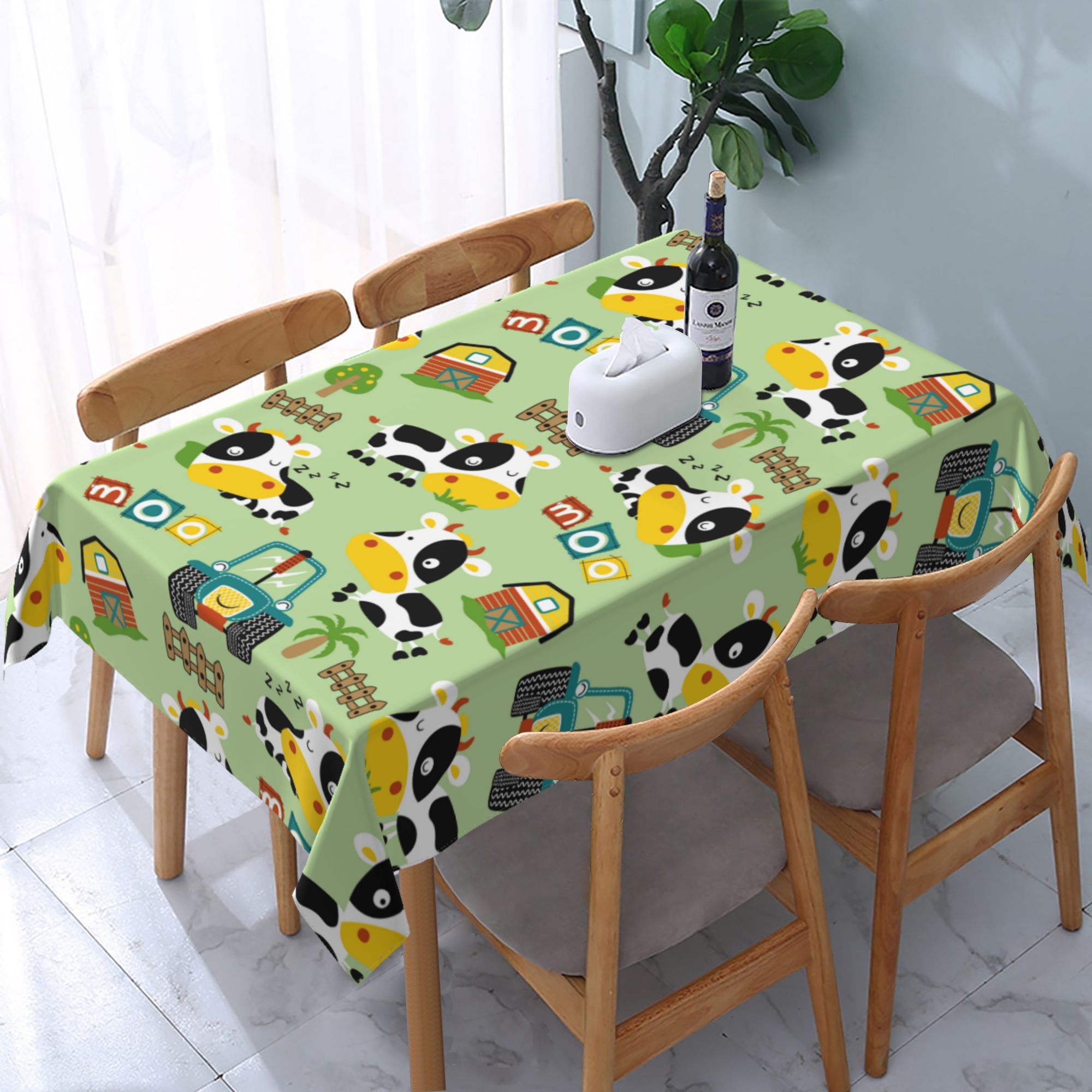 Tablecloth Cartoon Cow Table Cloth For Rectangle Tables Waterproof ...