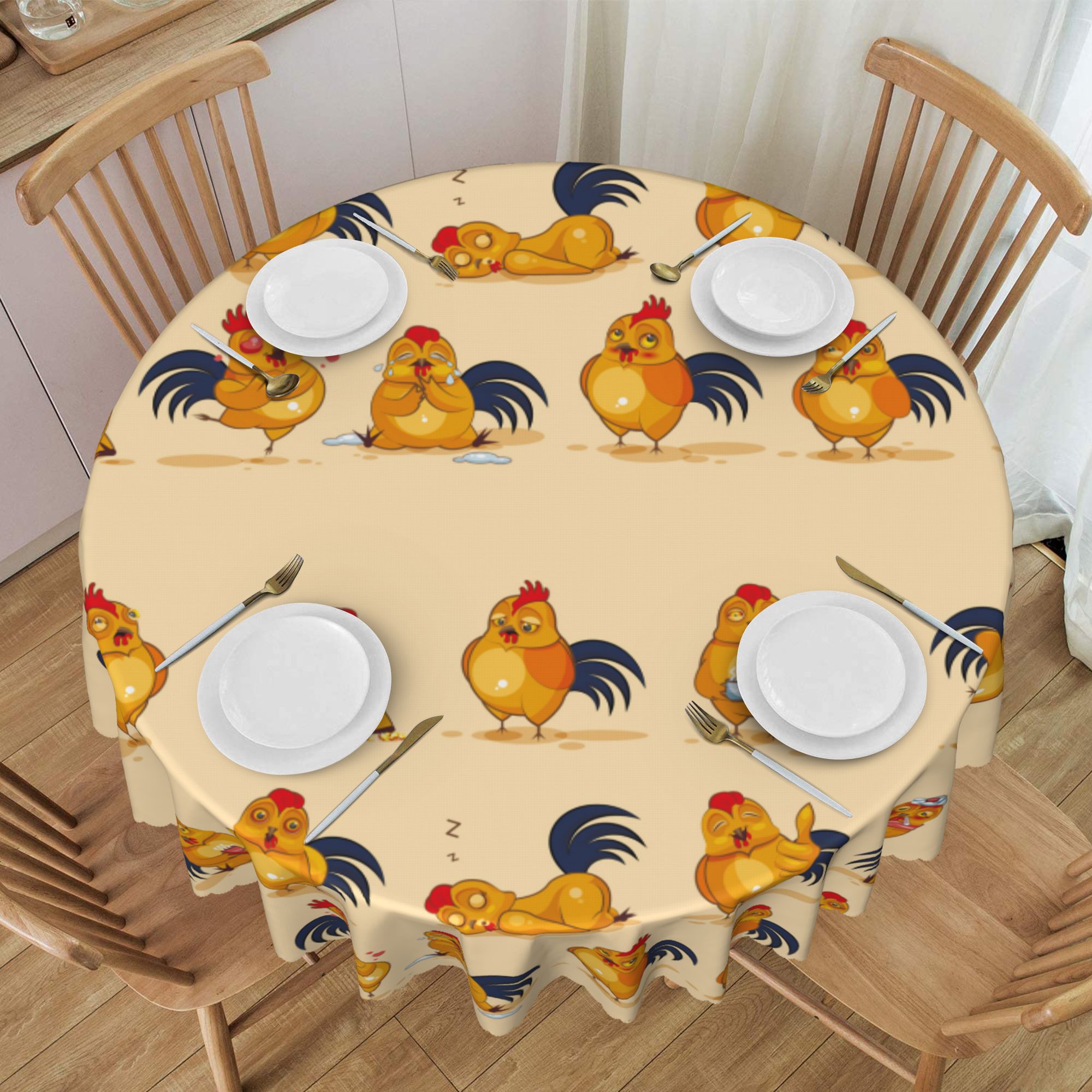 Tablecloth Cartoon Rooster Expression Pack Table Cloth For Circular ...