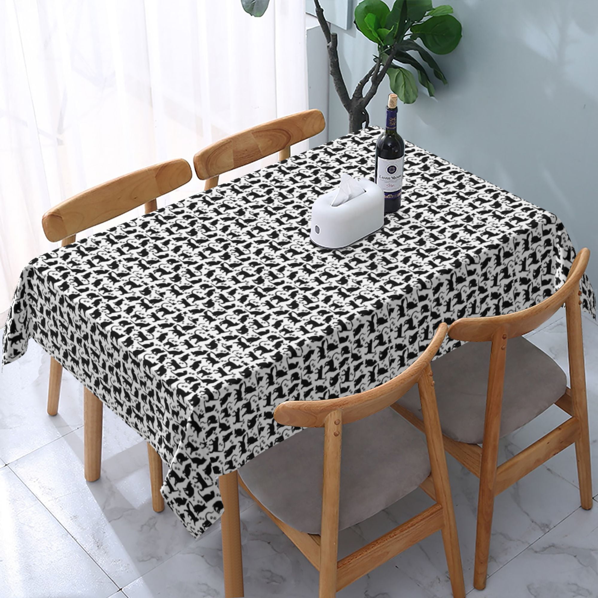 Tablecloth Cat Black Silhouettes Table Cloth For Rectangle Tables ...