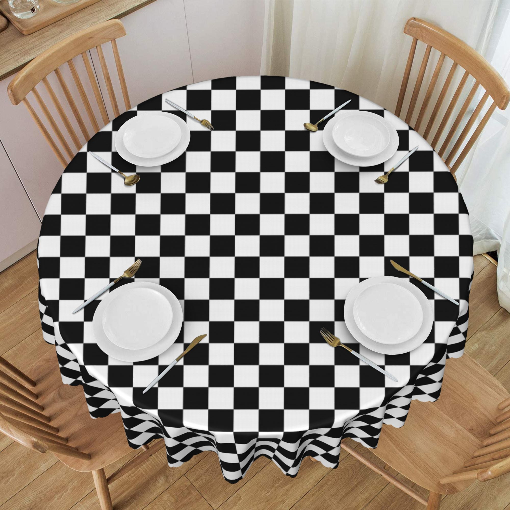 Tablecloth Checkered Racing Flag Table Cloth For Circular Tables Waterproof Resistant Picnic ...