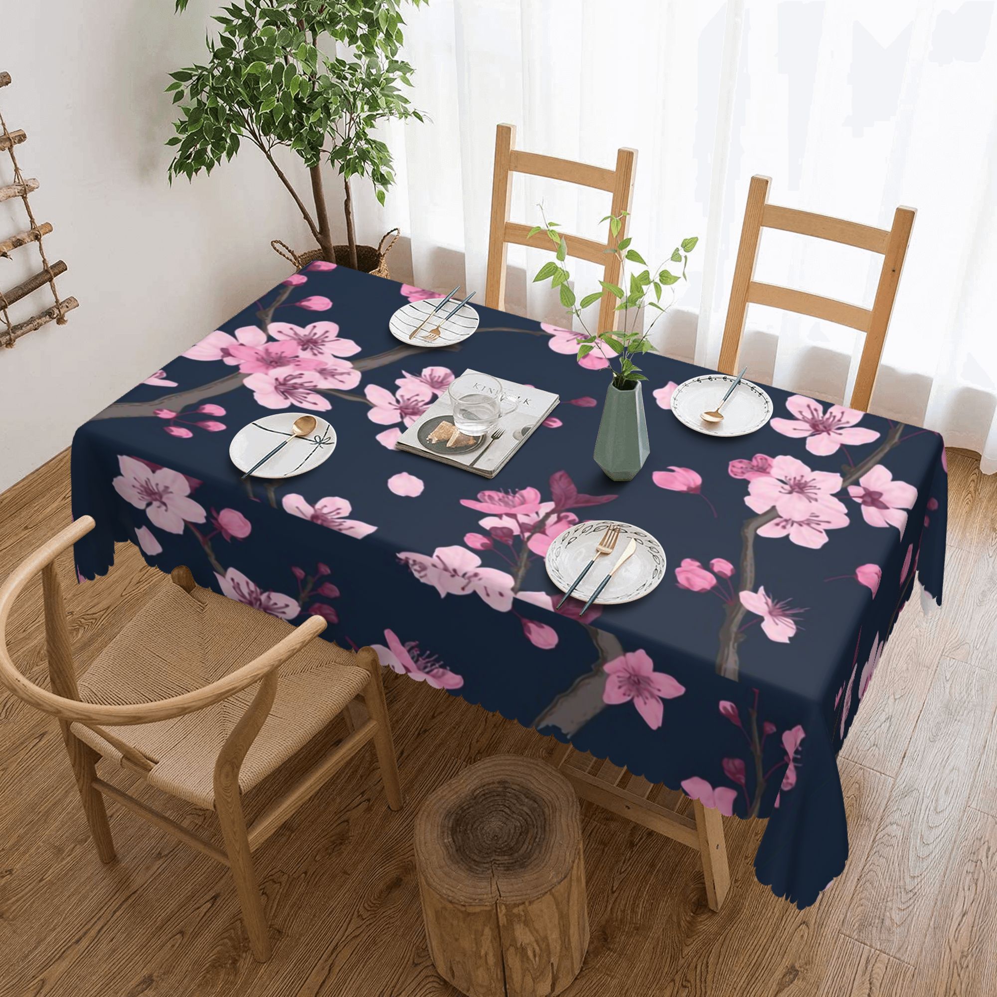 Tablecloth Cherry Blossom Branches Table Cloth For Rectangle Tables ...