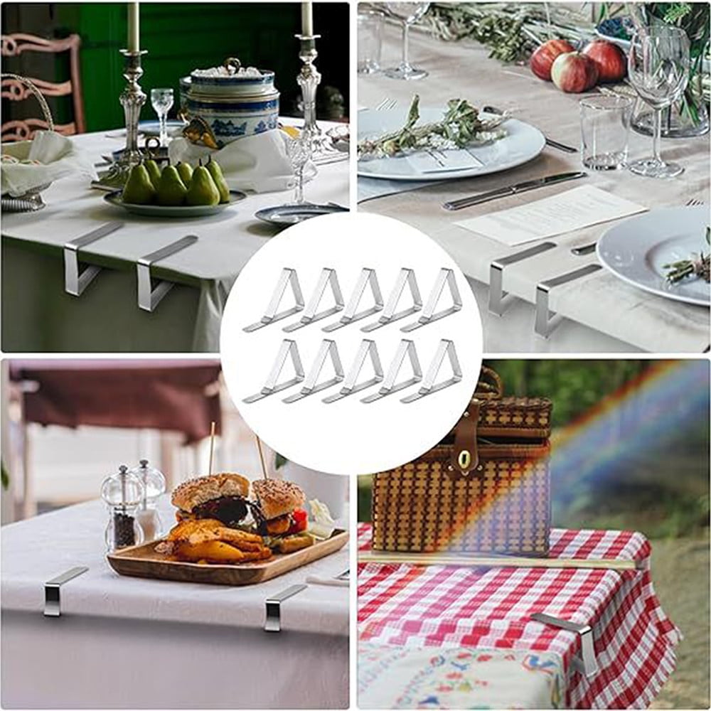Tablecloth Clips -12 Packs Flexible Stainless Steel Picnic Tablecloth ...