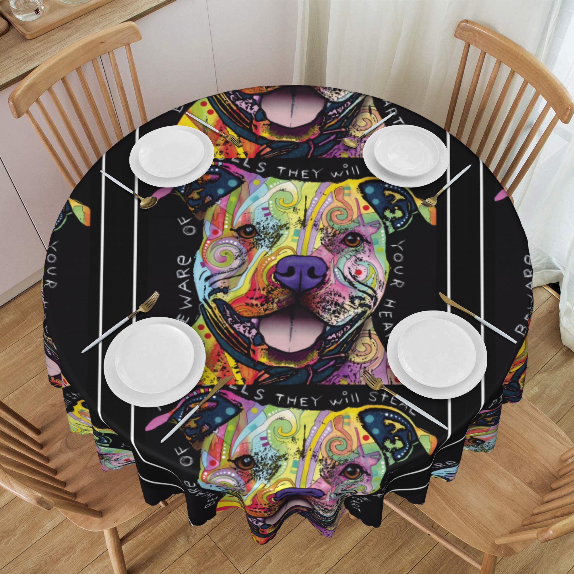 Tablecloth Color Print Pitbull Table Cloth For Circular Tables ...