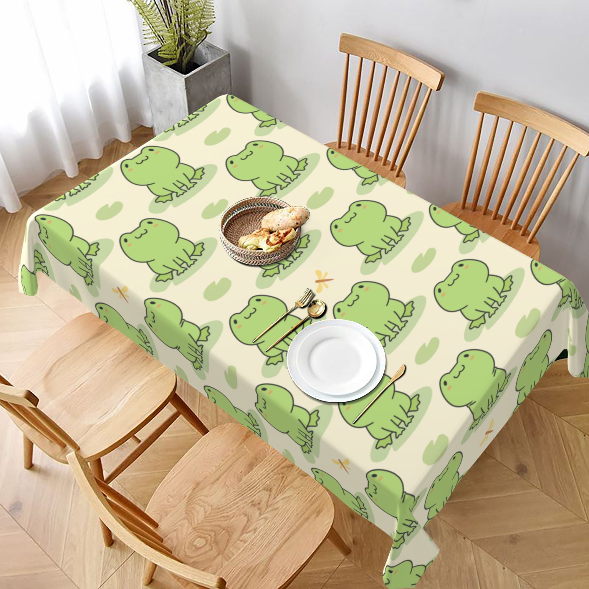 Tablecloth Colorful Cartoon Frog Table Cloth For Rectangle Tables Waterproof Resistant Picnic ...