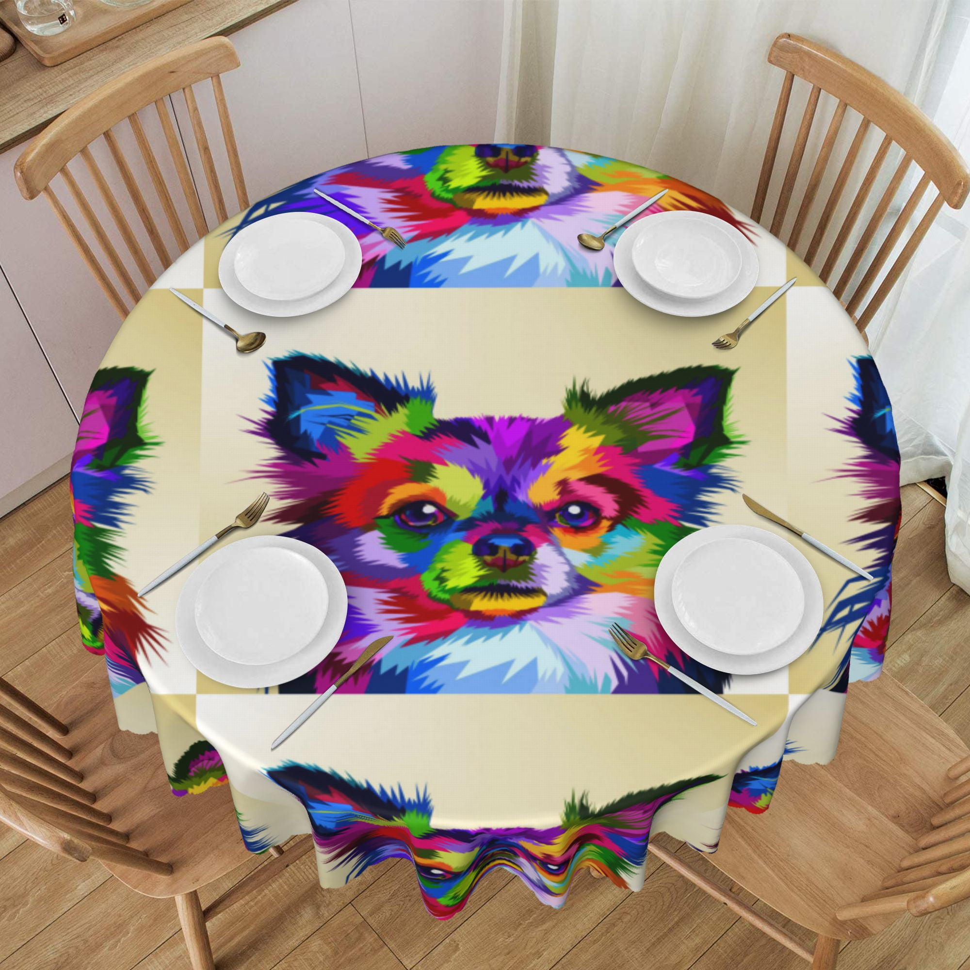Tablecloth Colorful Chihuahua Dog In Pop Art Style Table Cloth For ...