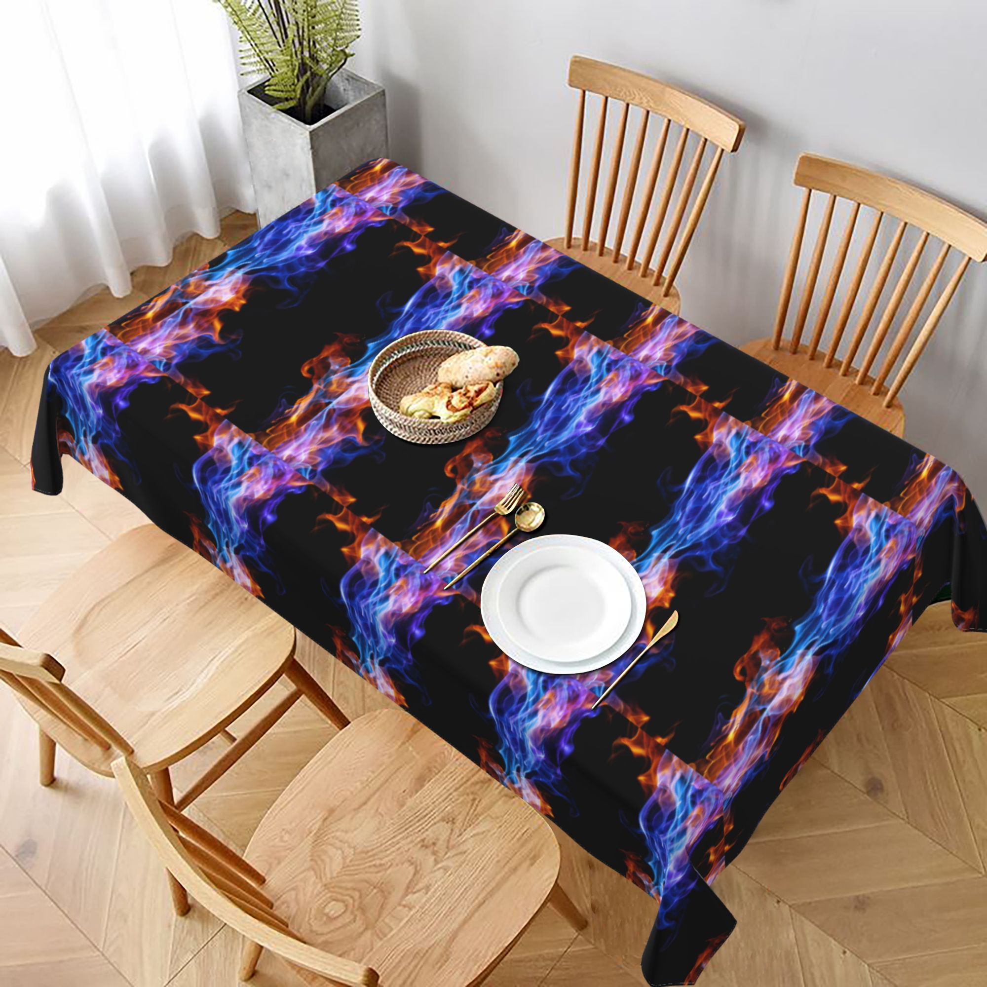 Tablecloth Colorful Fire Table Cloth For Rectangle Tables Waterproof ...