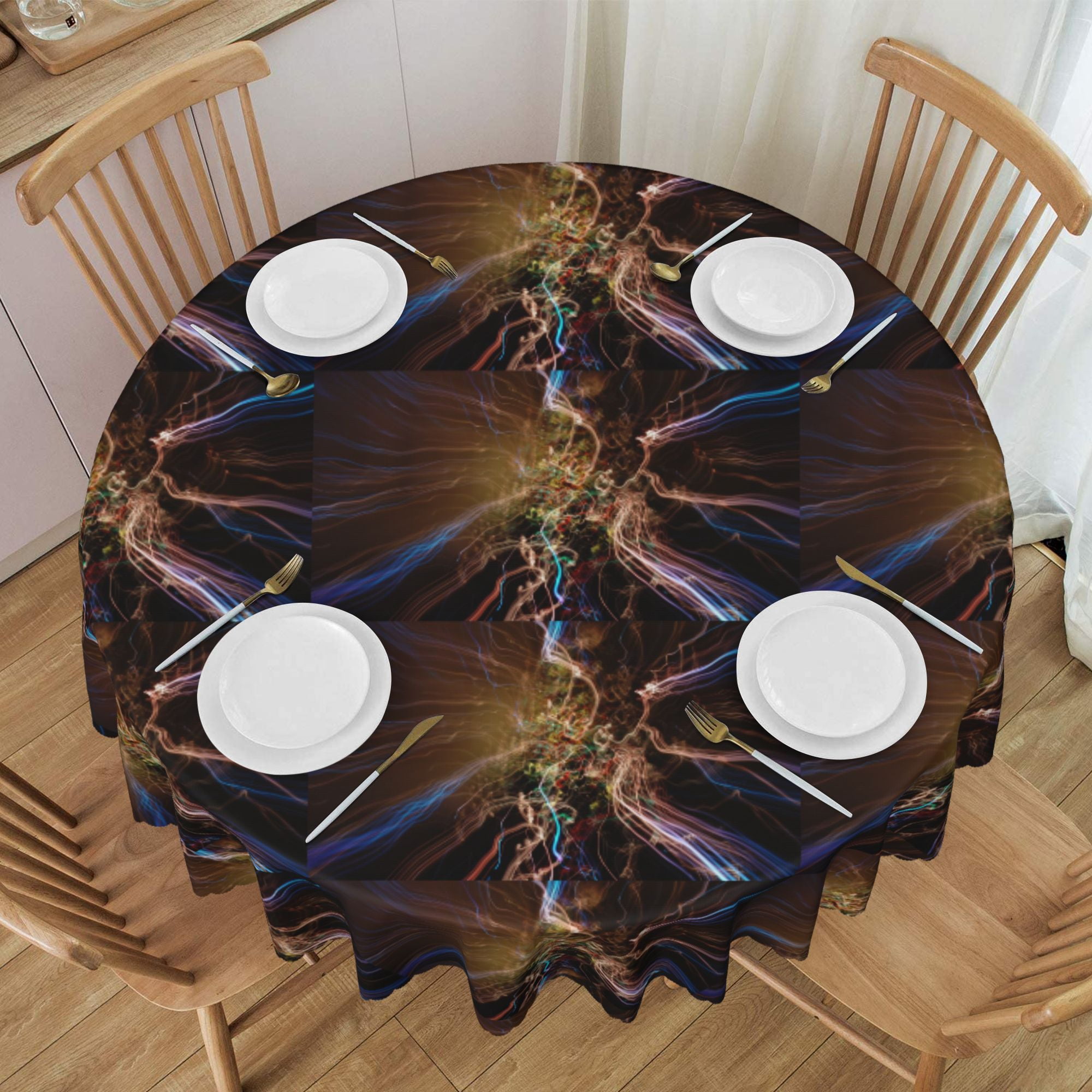 Tablecloth Colorful-Lines- Table Cloth For Circular Tables Waterproof ...