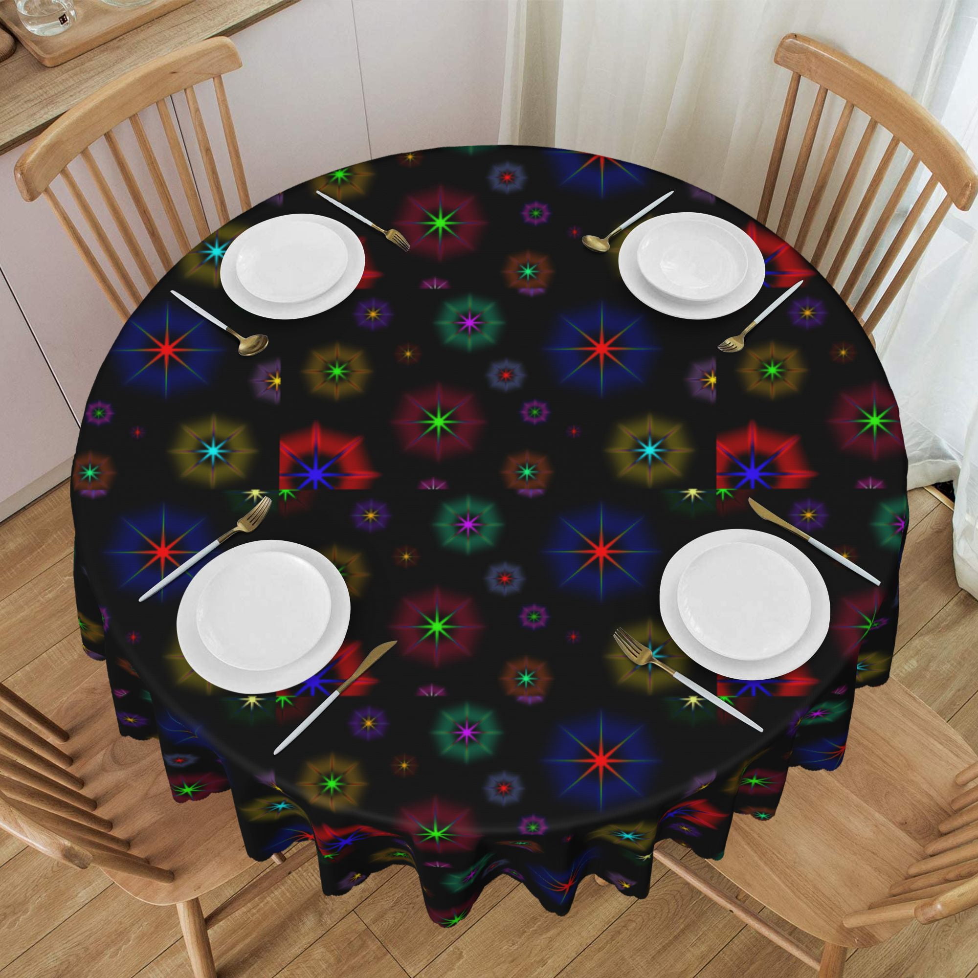 Tablecloth Colorful-Stars- Table Cloth For Circular Tables Waterproof ...