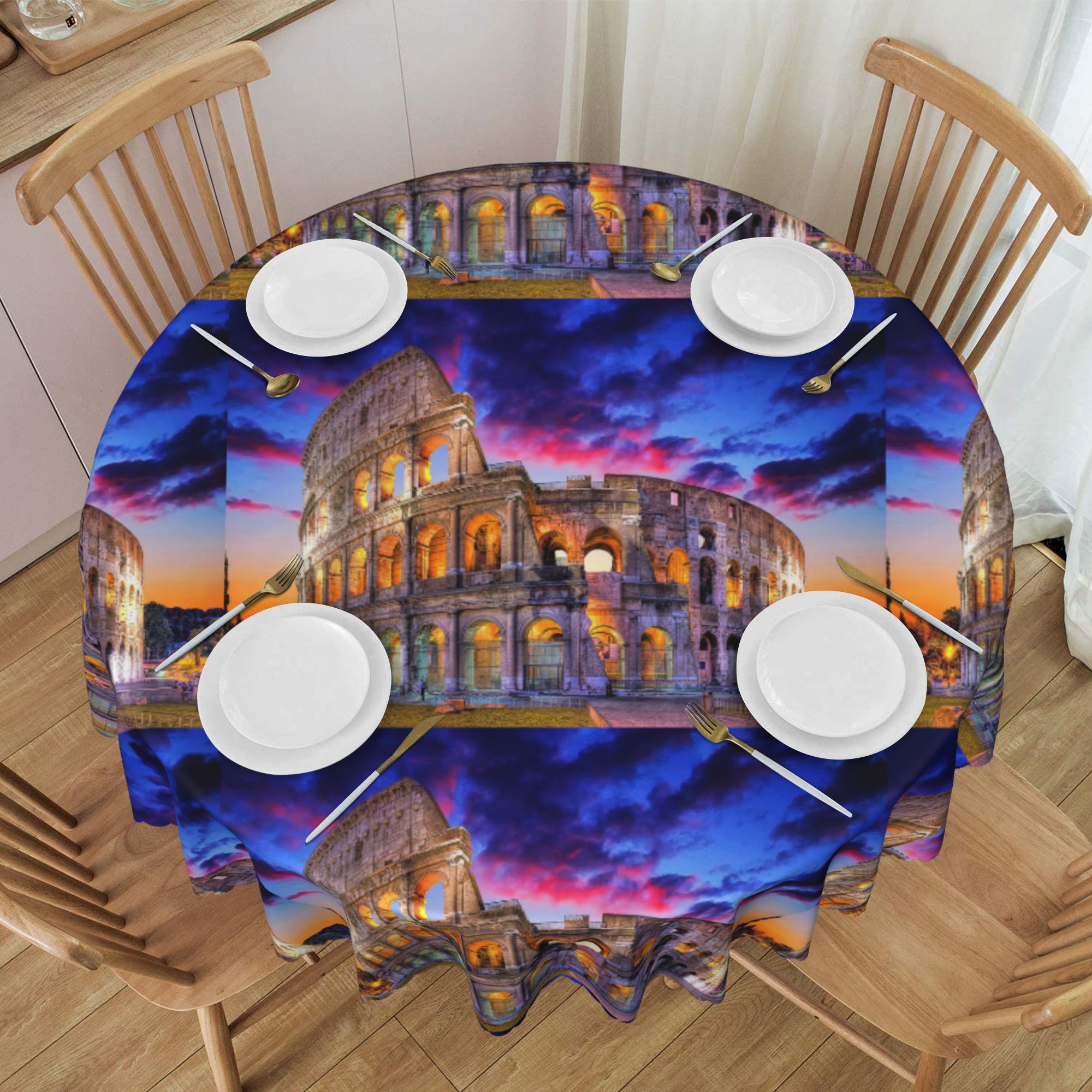 Tablecloth Colosseum Rome Italy Night Landscape Table Cloth For ...