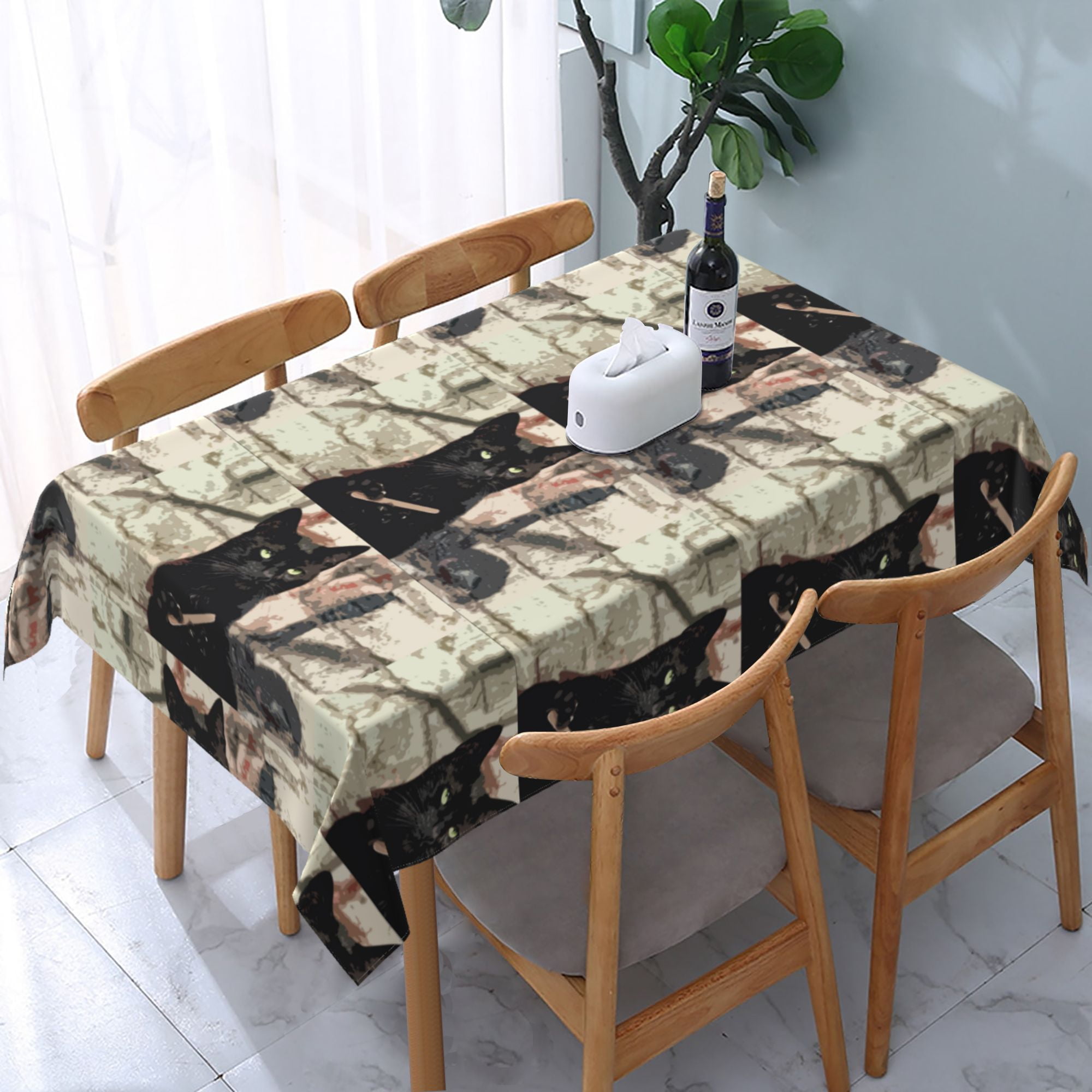 Tablecloth Cool Black Cat Table Cloth For Rectangle Tables Waterproof ...