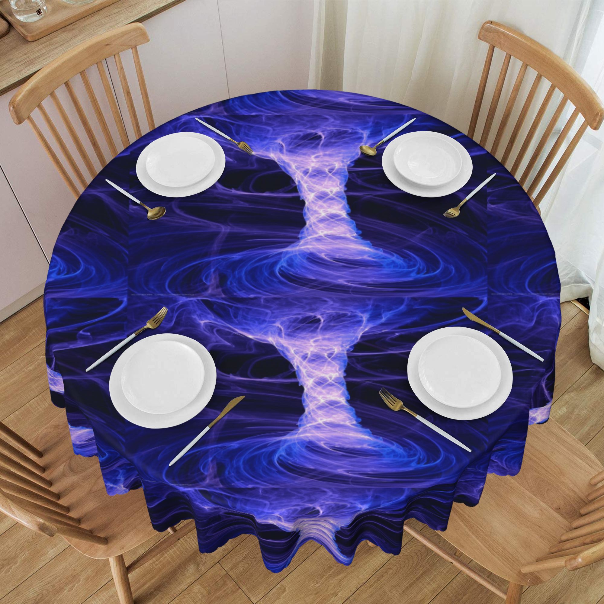 Tablecloth Cool Blue Fire Table Cloth For Circular Tables Waterproof ...