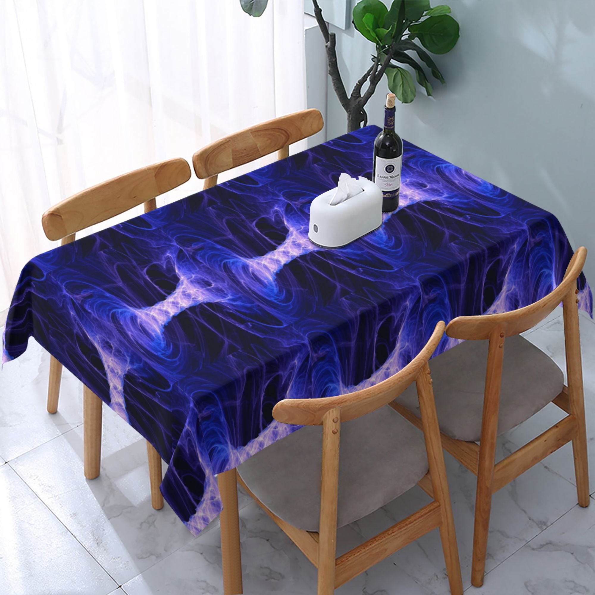Tablecloth Cool Blue Fire Table Cloth For Rectangle Tables Waterproof ...