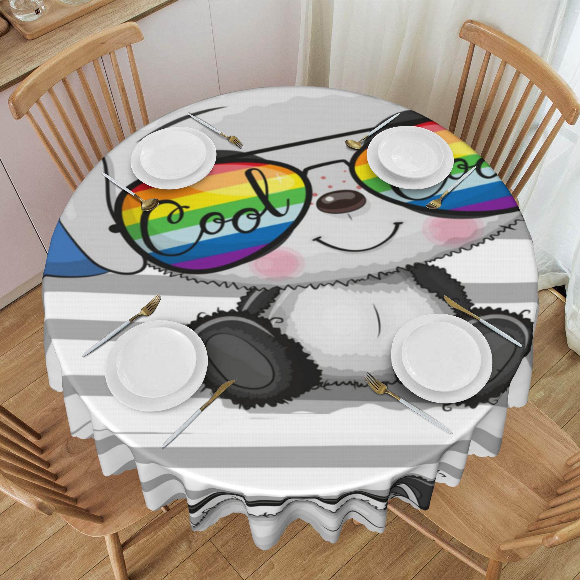 Tablecloth Cool Cartoon Cute Panda Table Cloth For Circular Tables ...