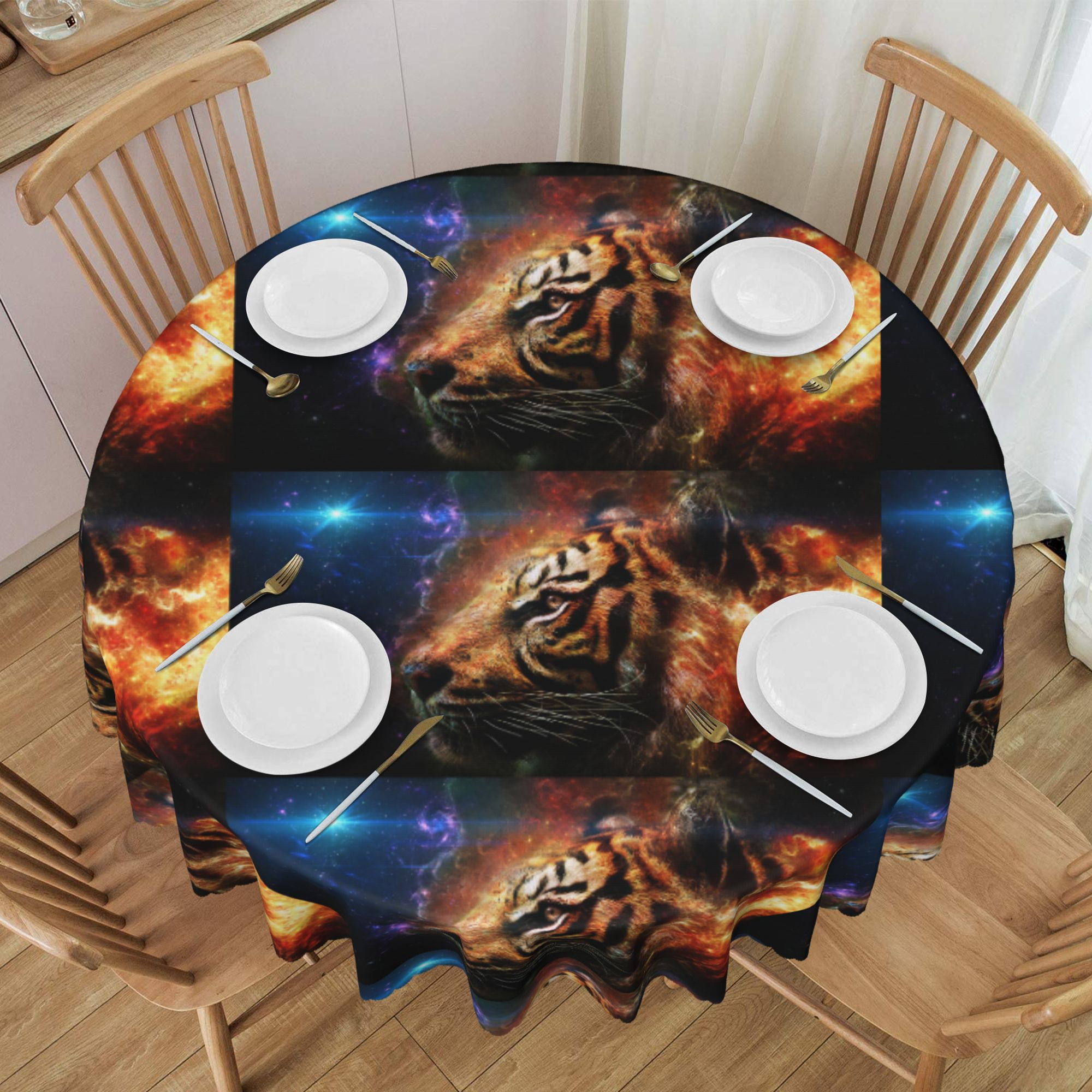 Tablecloth Cool Tiger Table Cloth For Circular Tables Waterproof ...
