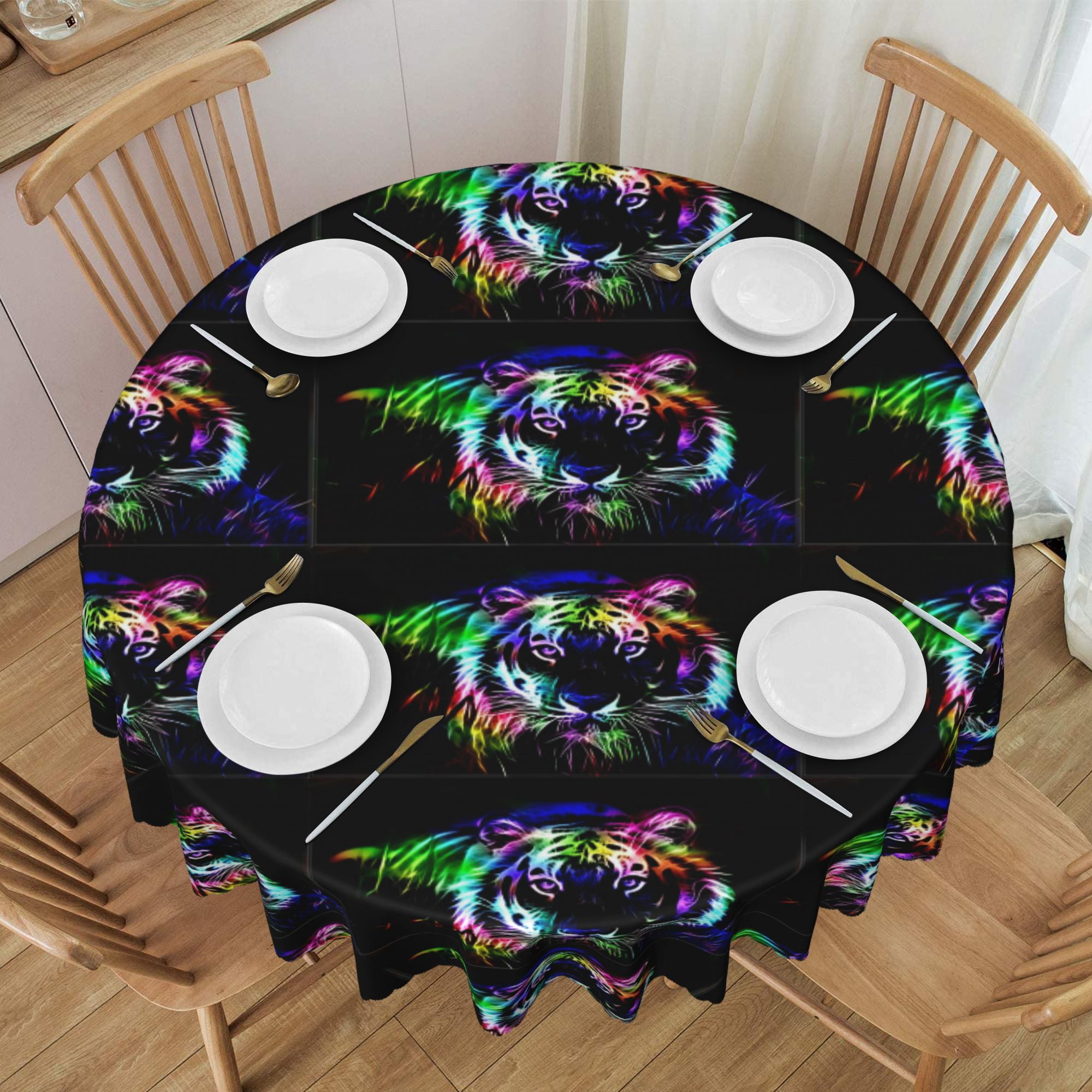 Tablecloth Cool Tiger Table Cloth For Circular Tables Waterproof ...