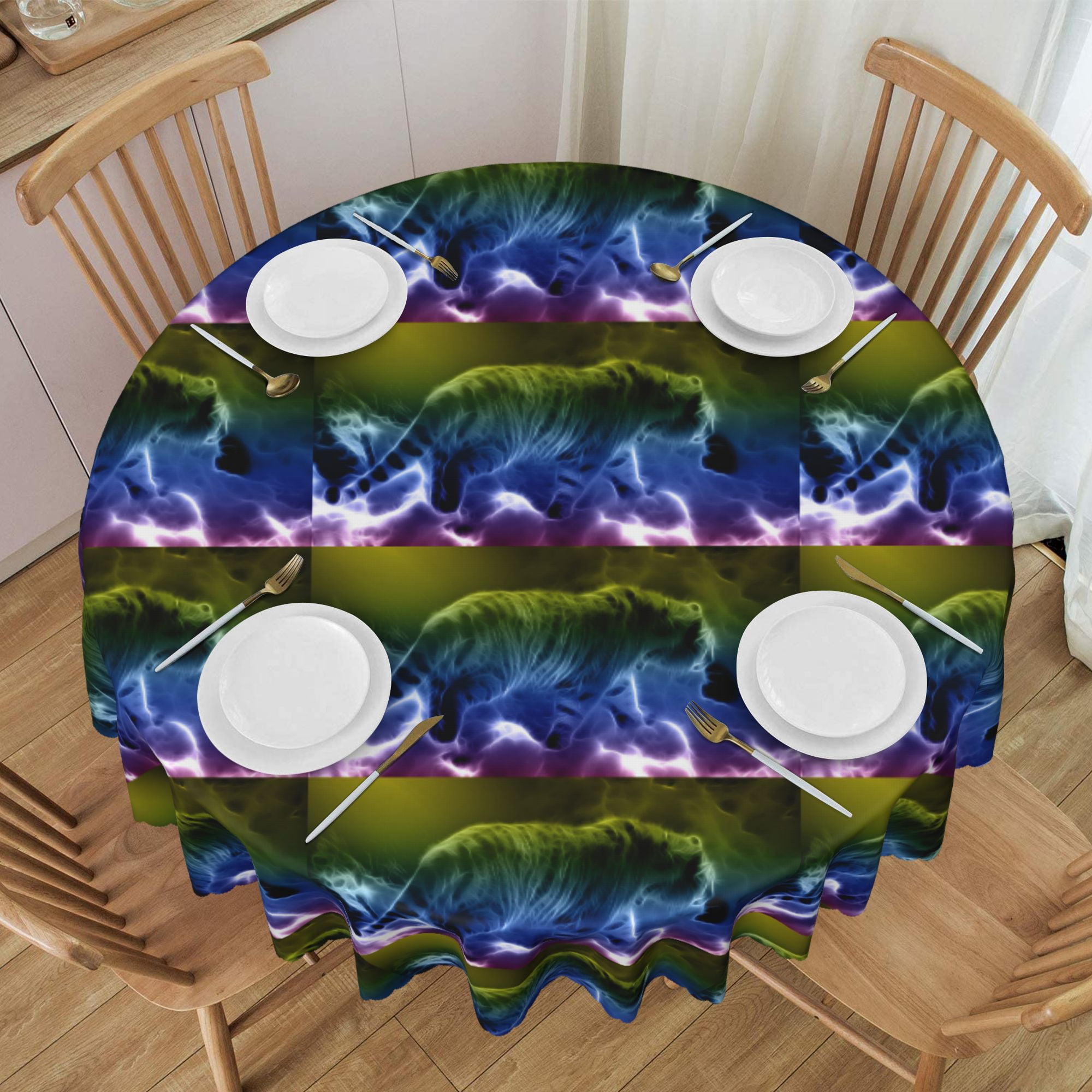 Tablecloth Cool Tiger Table Cloth For Circular Tables Waterproof ...