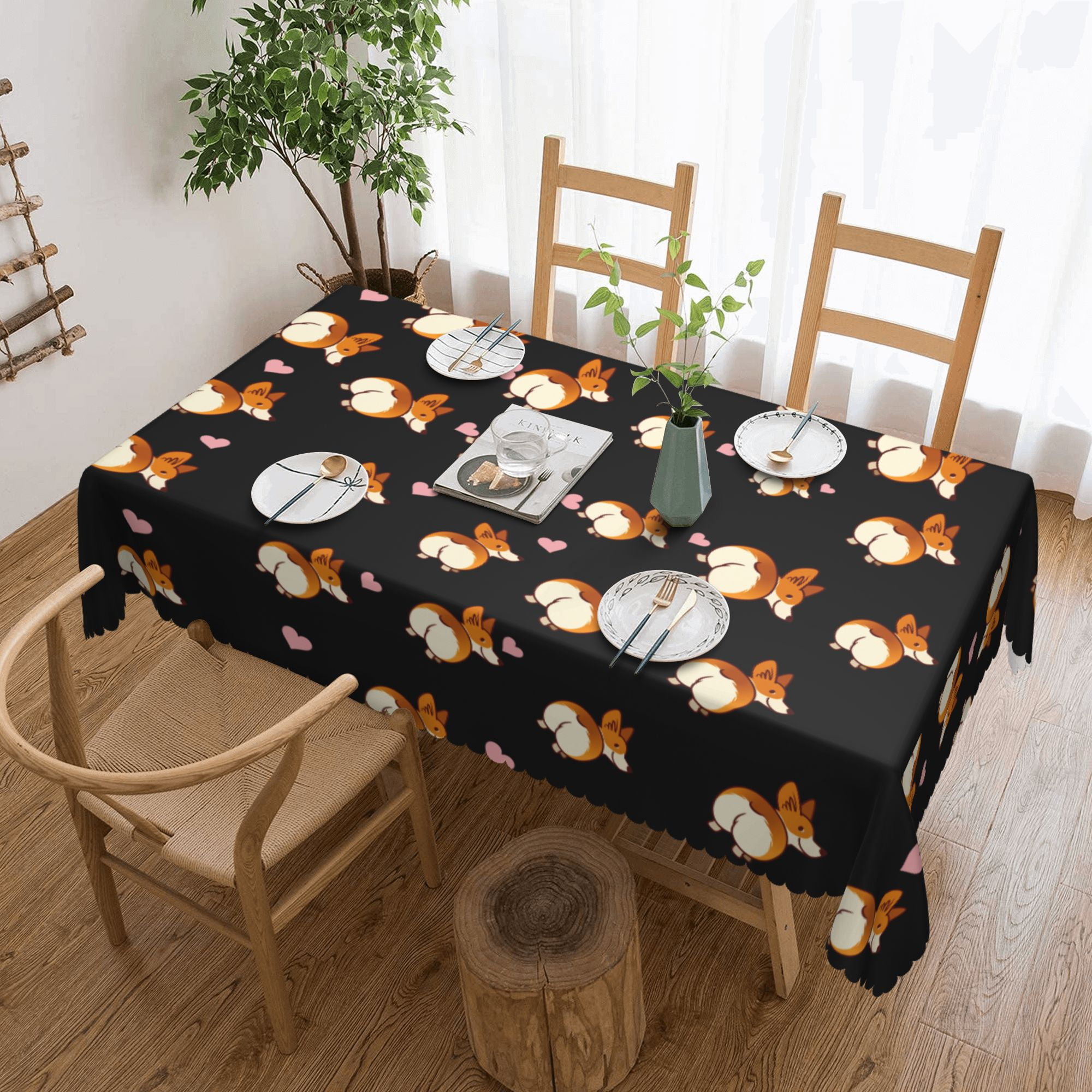 Tablecloth Corgi Butt Heart Table Cloth For Rectangle Tables Waterproof ...