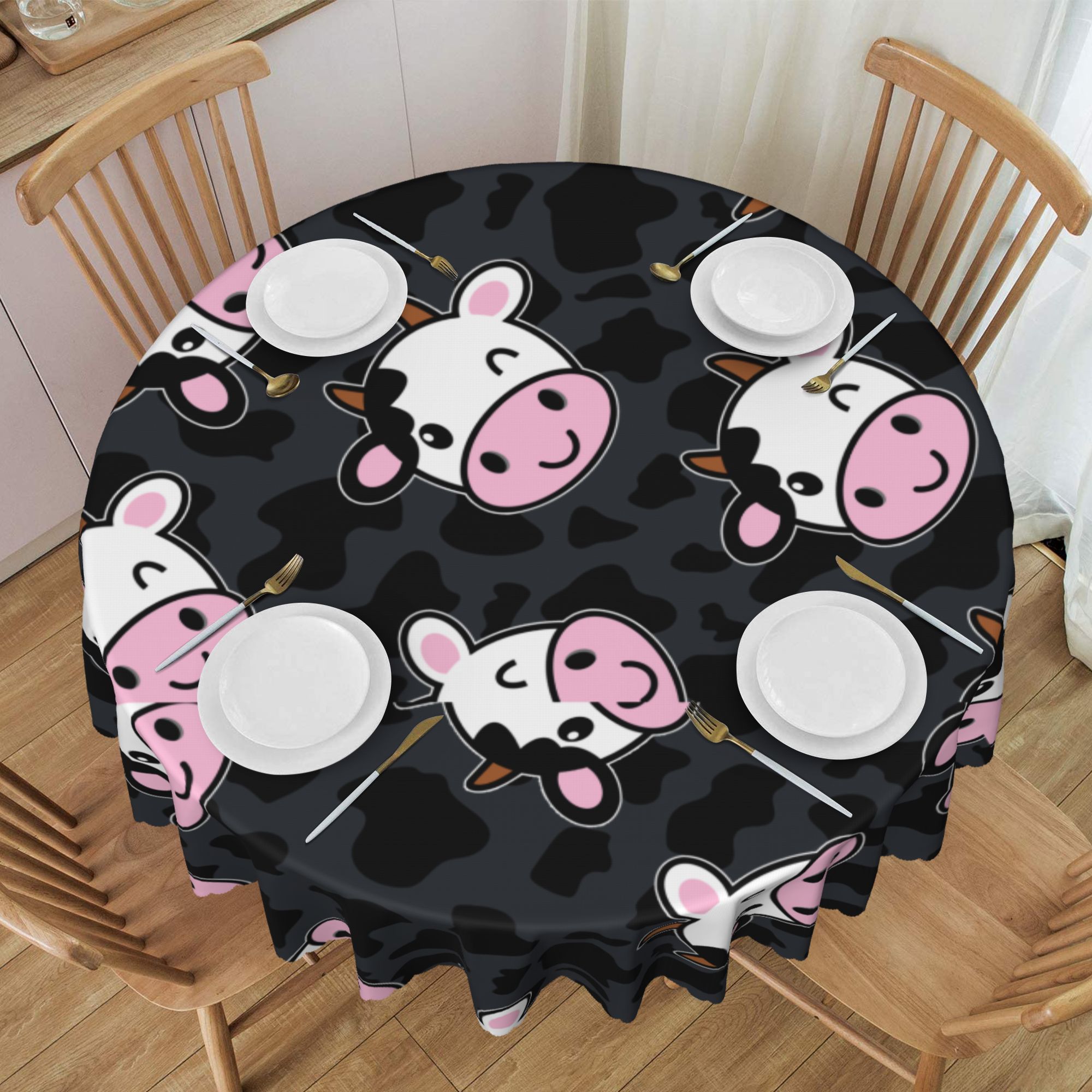 Tablecloth Cow Print Table Cloth For Circular Tables Waterproof ...