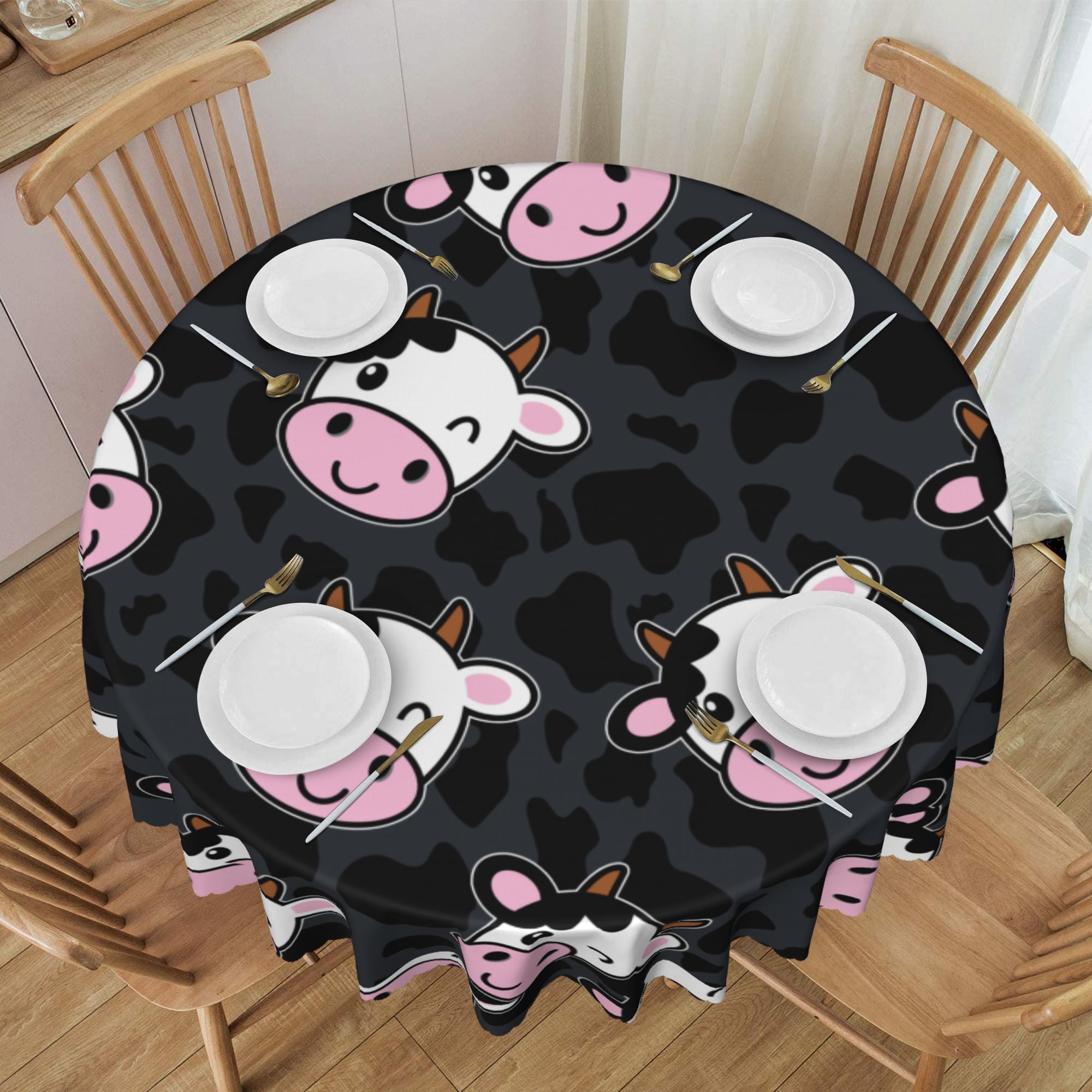 Tablecloth Cow Print Table Cloth For Circular Tables Waterproof ...