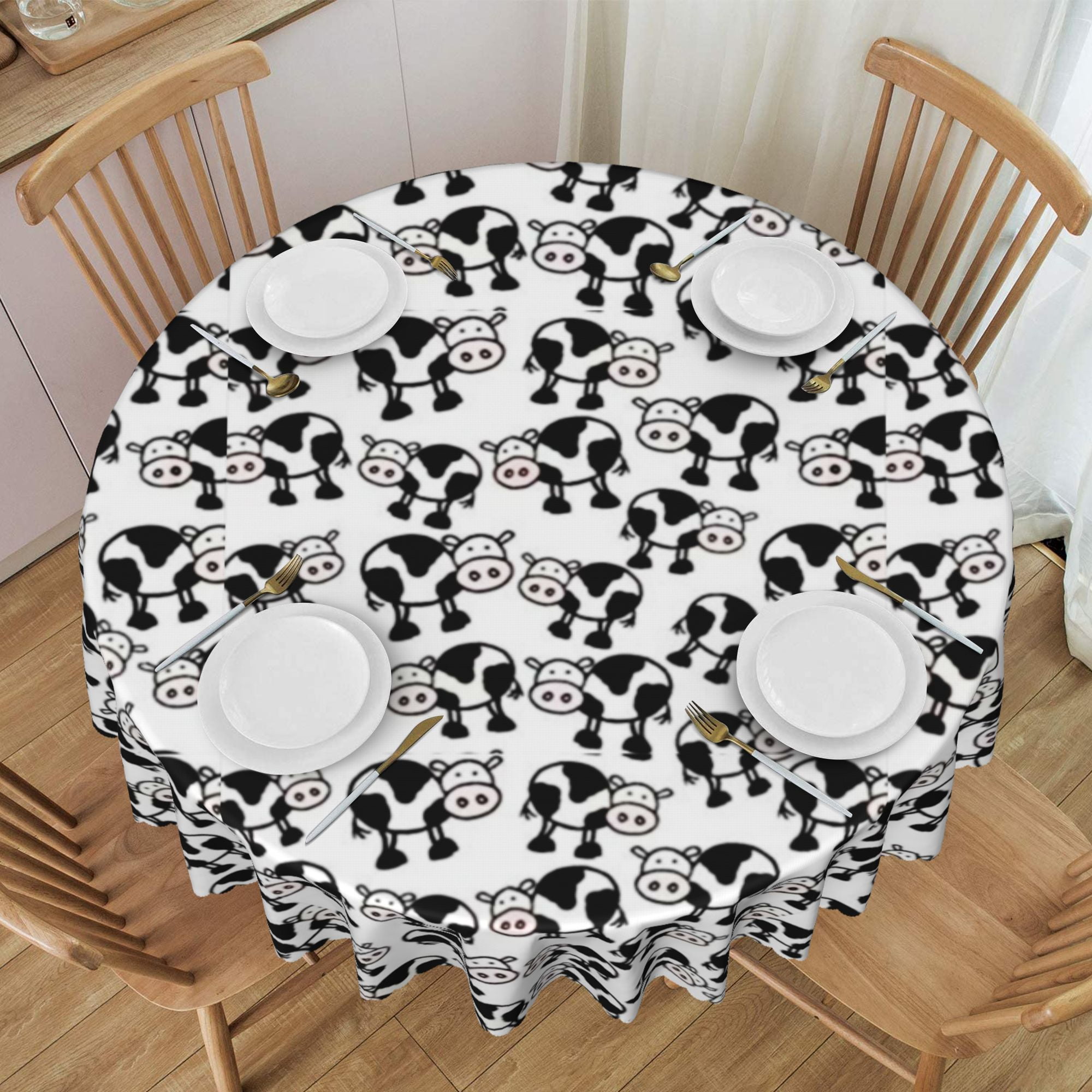 Tablecloth Cow Table Cloth For Circular Tables Waterproof Resistant ...