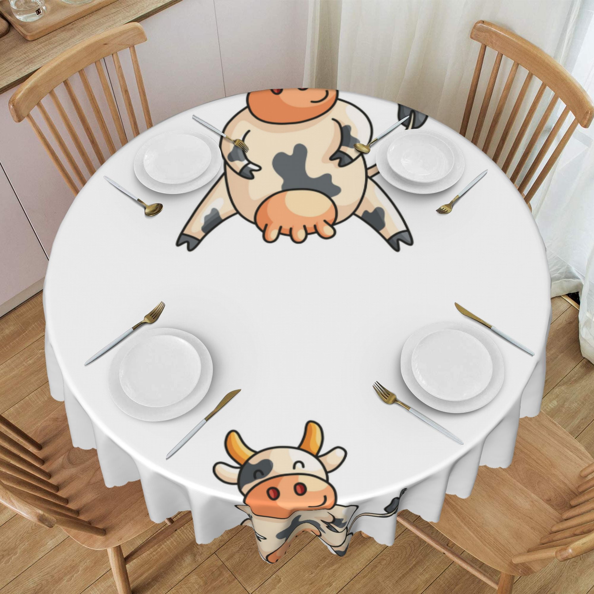 Tablecloth Cow With Paws On The Sides Table Cloth For Circular Tables ...