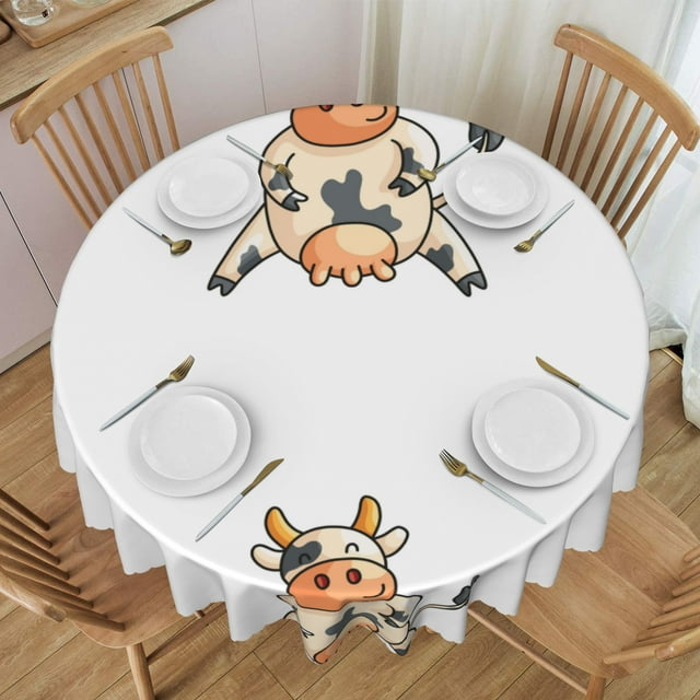 Tablecloth Cow With Paws On The Sides Table Cloth For Circular Tables ...