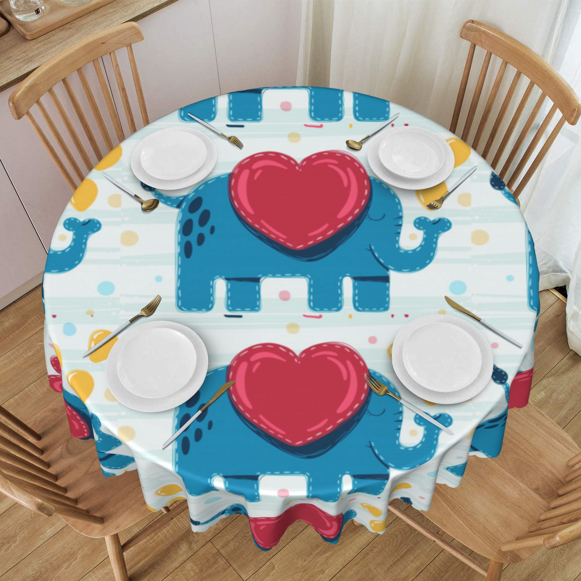 Tablecloth Cute Baby Elephant Table Cloth For Circular Tables ...
