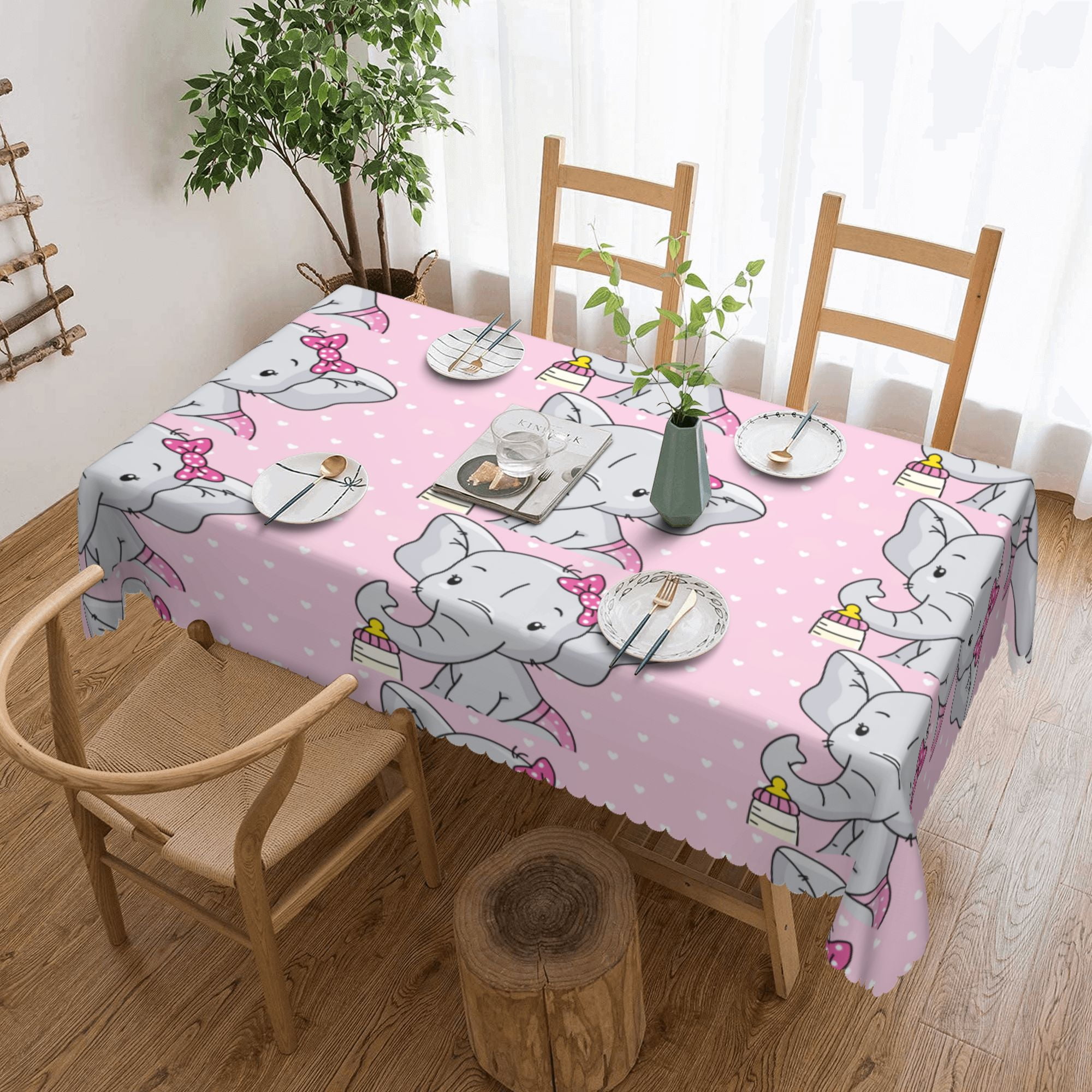Tablecloth Cute Baby Girl Elephant Table Cloth For Rectangle Tables ...