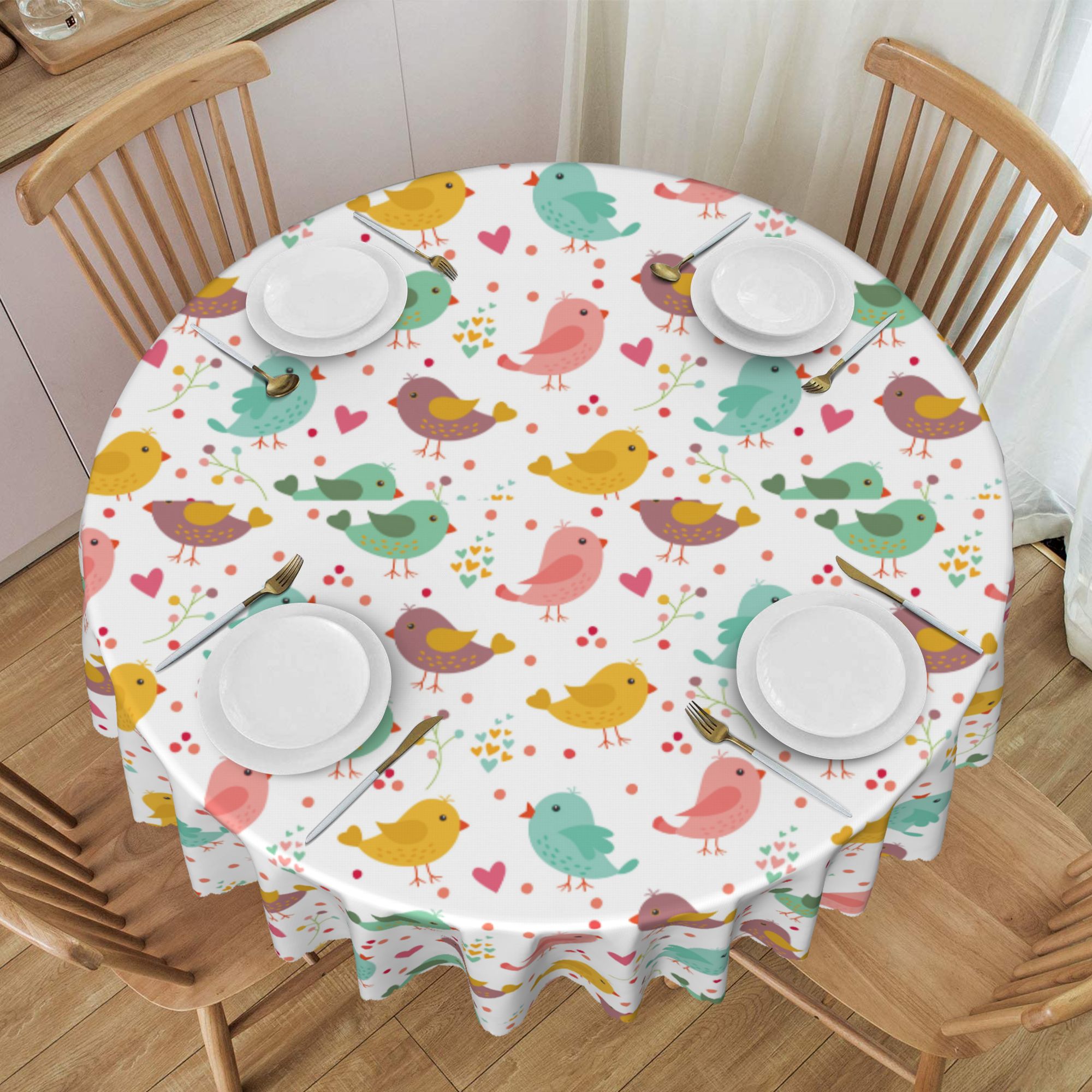 Tablecloth Cute Bird Wallpaper Table Cloth For Circular Tables ...