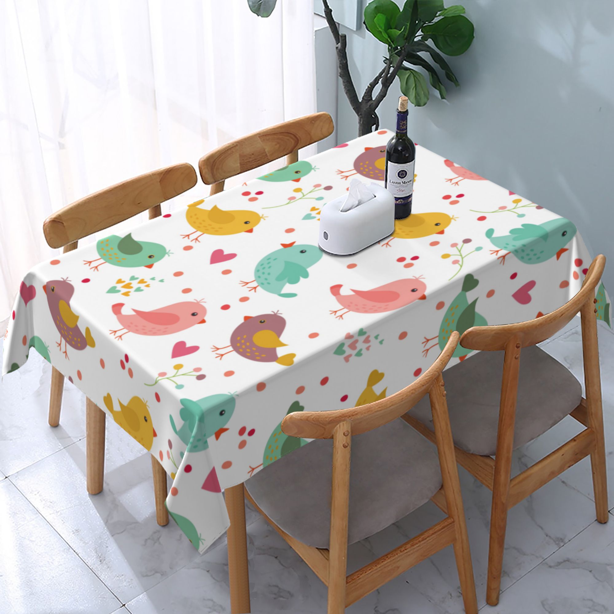 Tablecloth Cute Bird Wallpaper Table Cloth For Rectangle Tables ...
