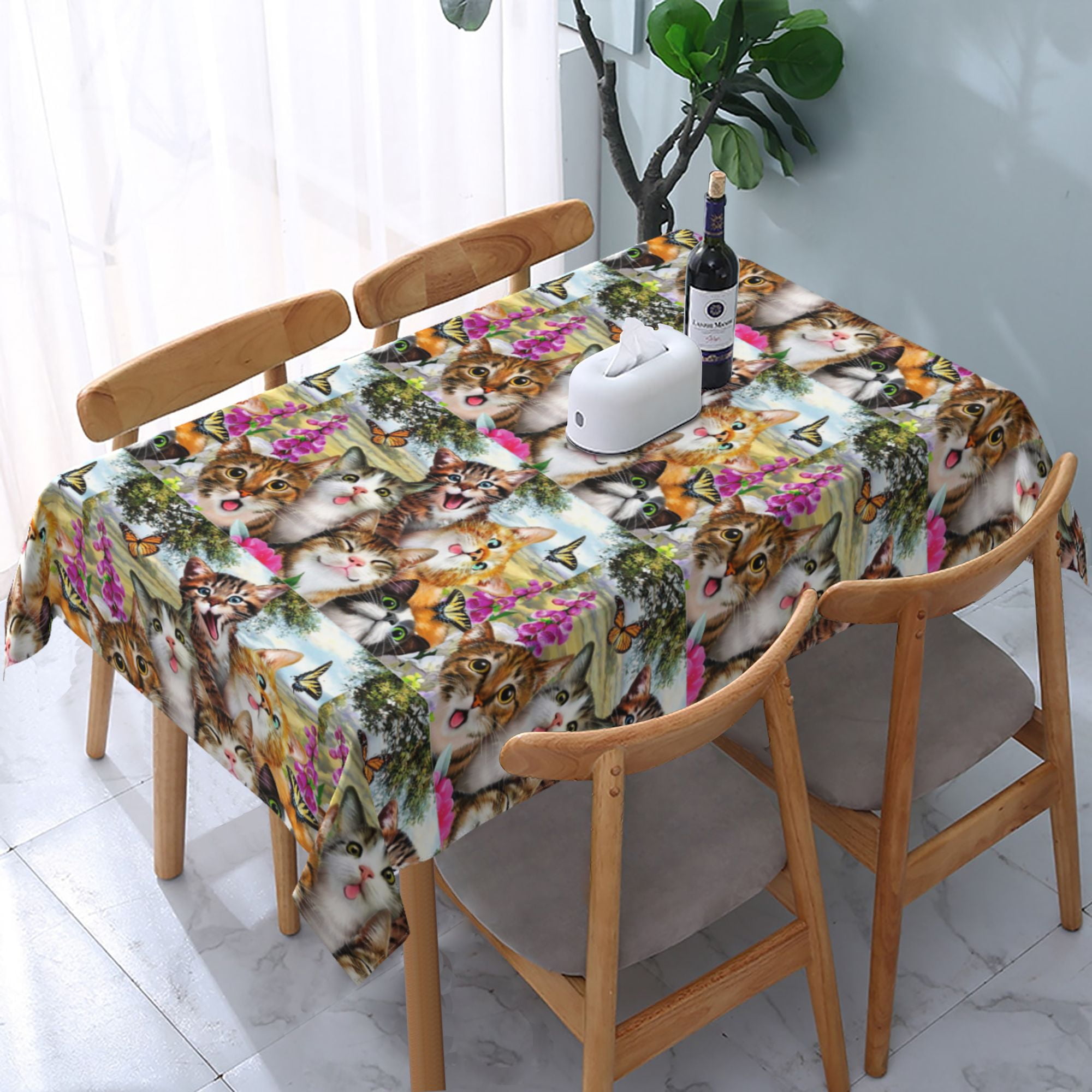Tablecloth Cute Cats Table Cloth For Rectangle Tables Waterproof ...